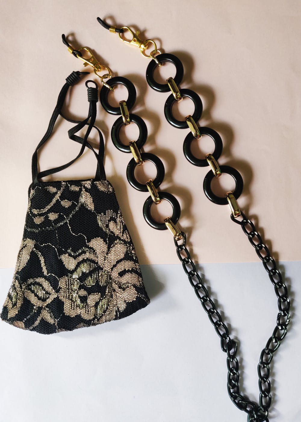 Get Black Lace Mask With Multipurpose Chain With Black Rings at ₹ 999 ...