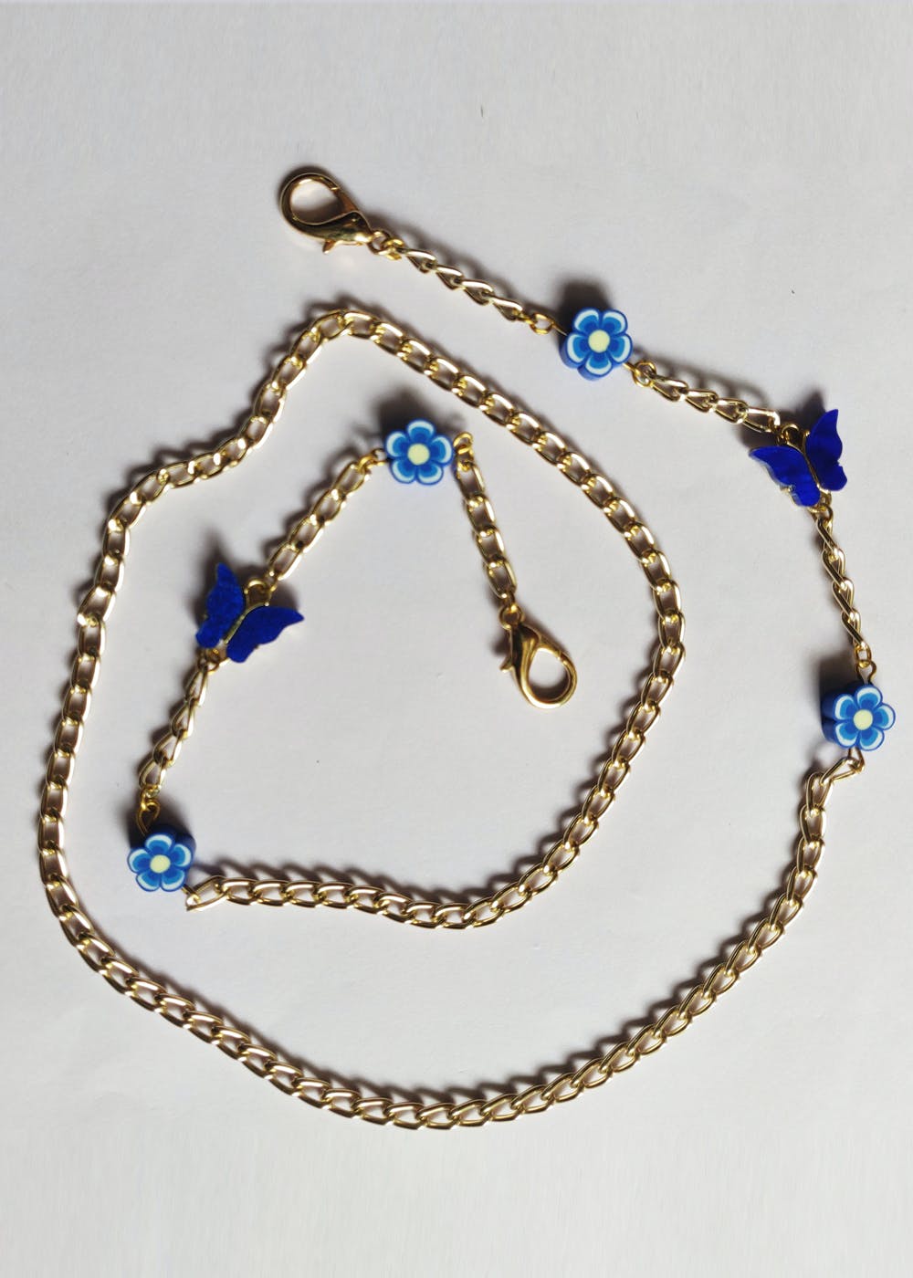 Get Blue Butterfly 3 In 1 Mask Chain With Blue Flowers Chain at ₹ 649 ...