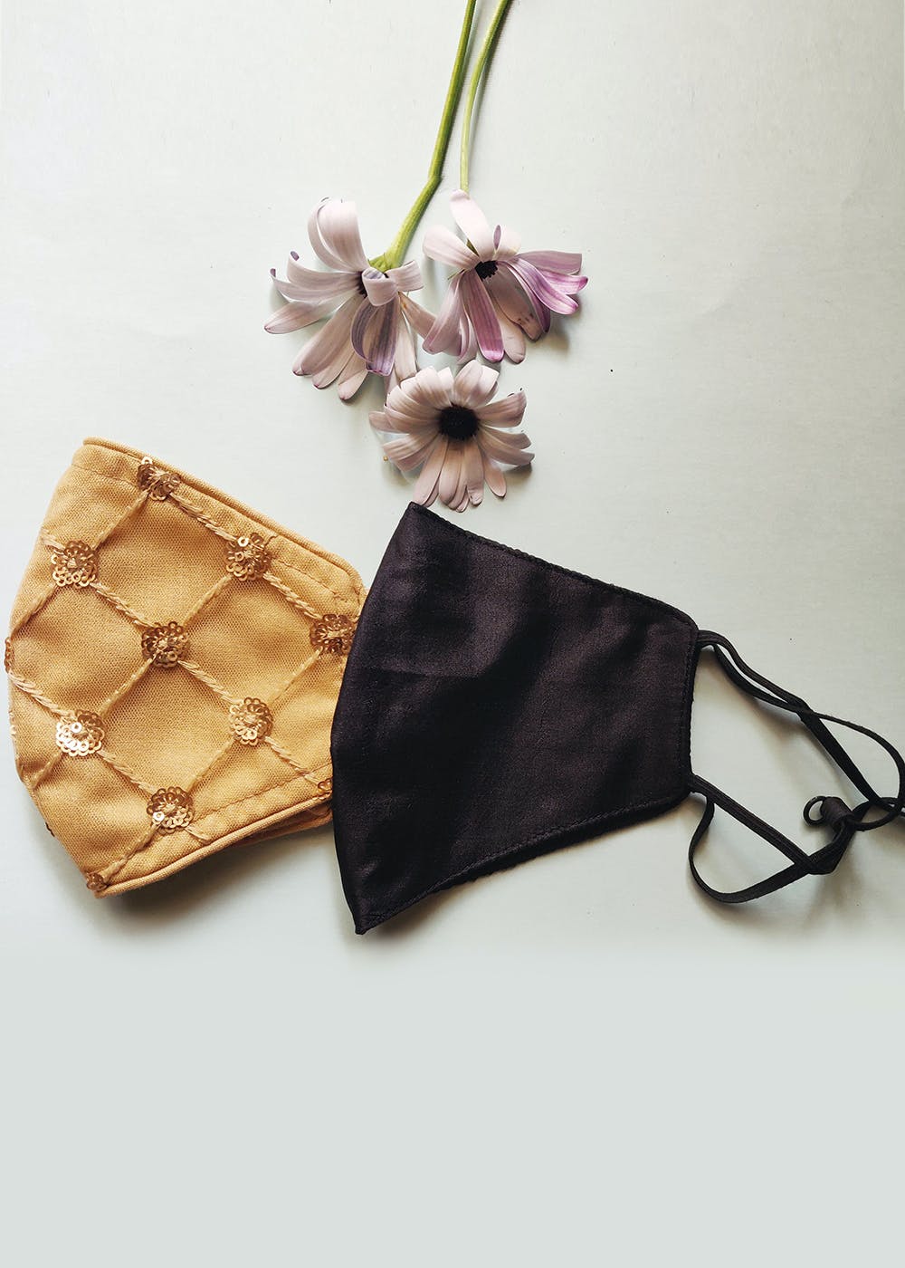Get Set of 2 Sequined & Plain Masks at ₹ 525 | LBB Shop