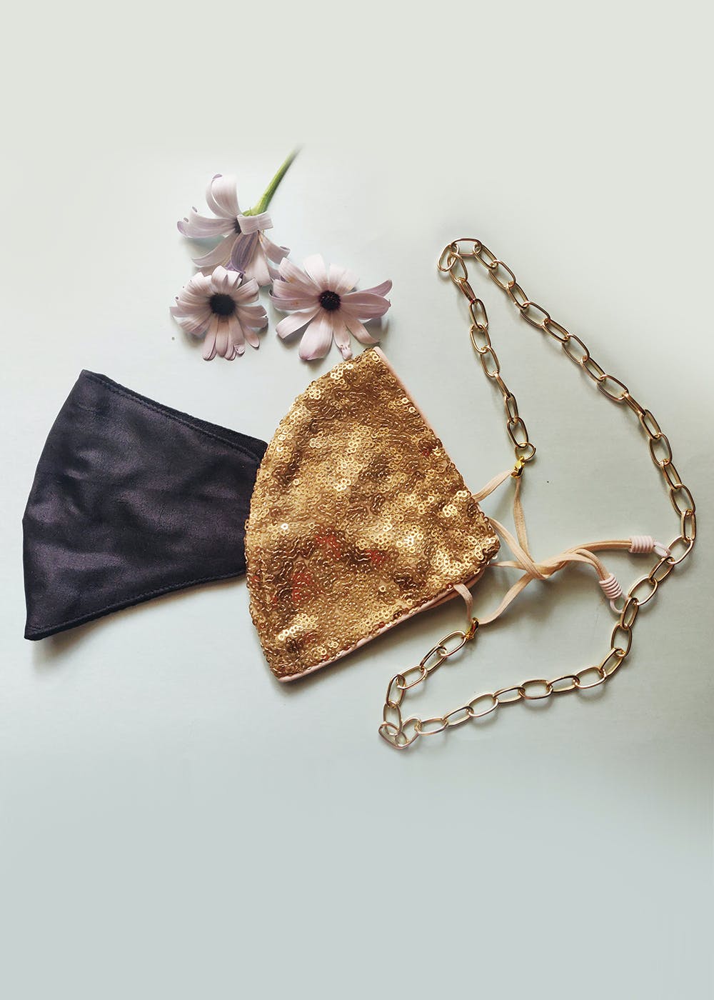 Get Set of 2 Sequined & Plain Mask With Chain at ₹ 750 | LBB Shop