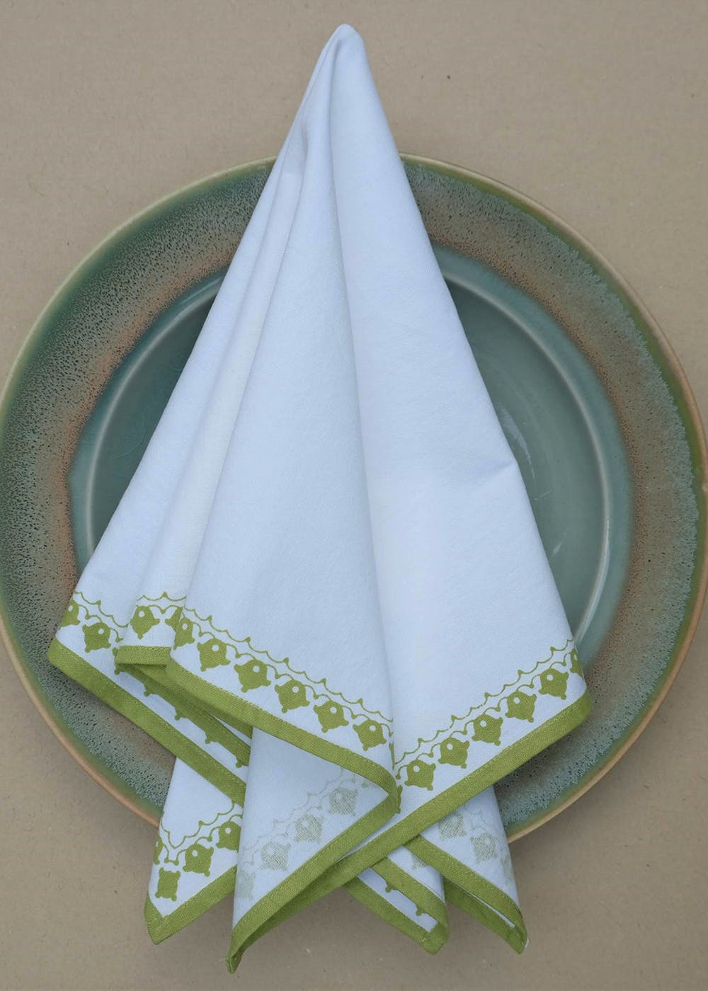 Get Cream With Green Emperor Printed Cotton Table Napkin Set Of 4 At get-cream-with-green-emperor-printed-cotton-table-napkin-set-of-4-at