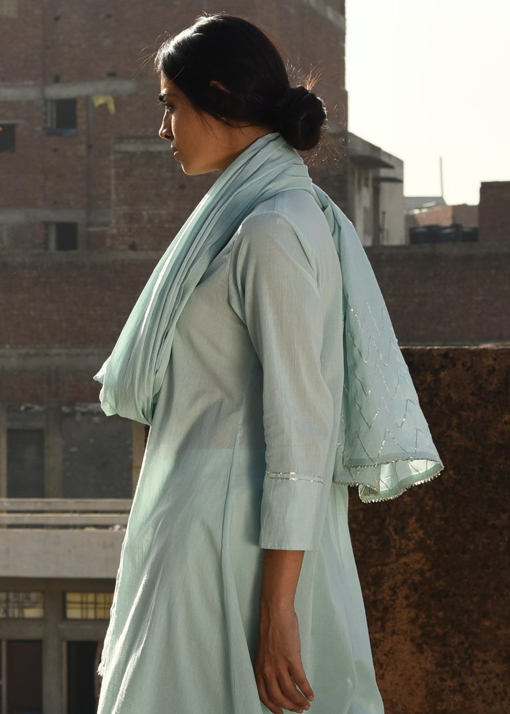 Get Asymmetrical Gota Patti Lines Detail Solid Dupatta at ₹ 2000 | LBB Shop