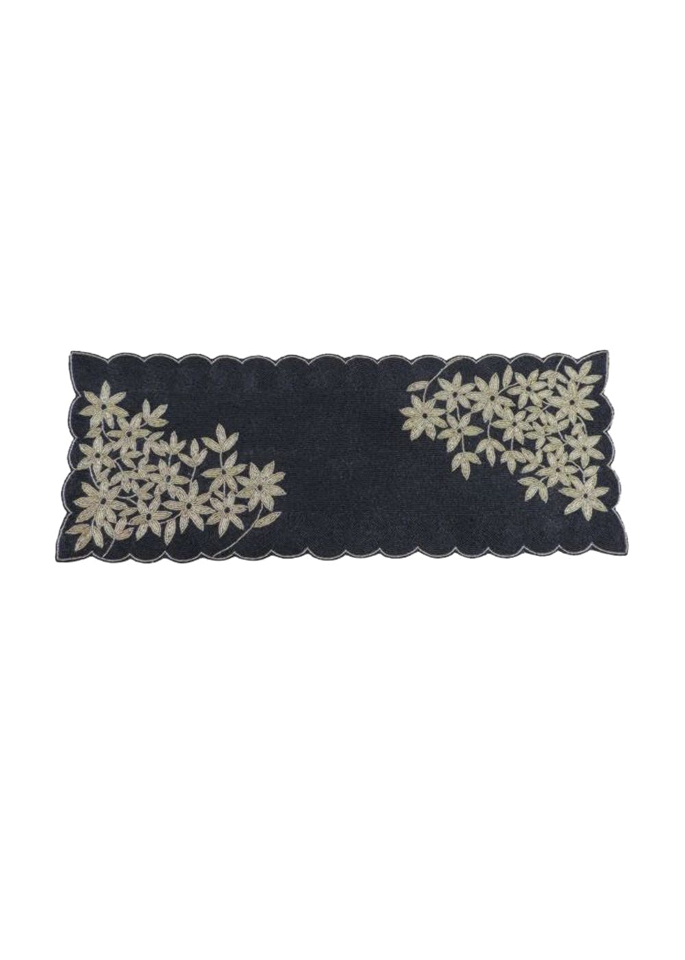 Get Black & Gold embroidered Table Runner at ₹ 899 | LBB Shop
