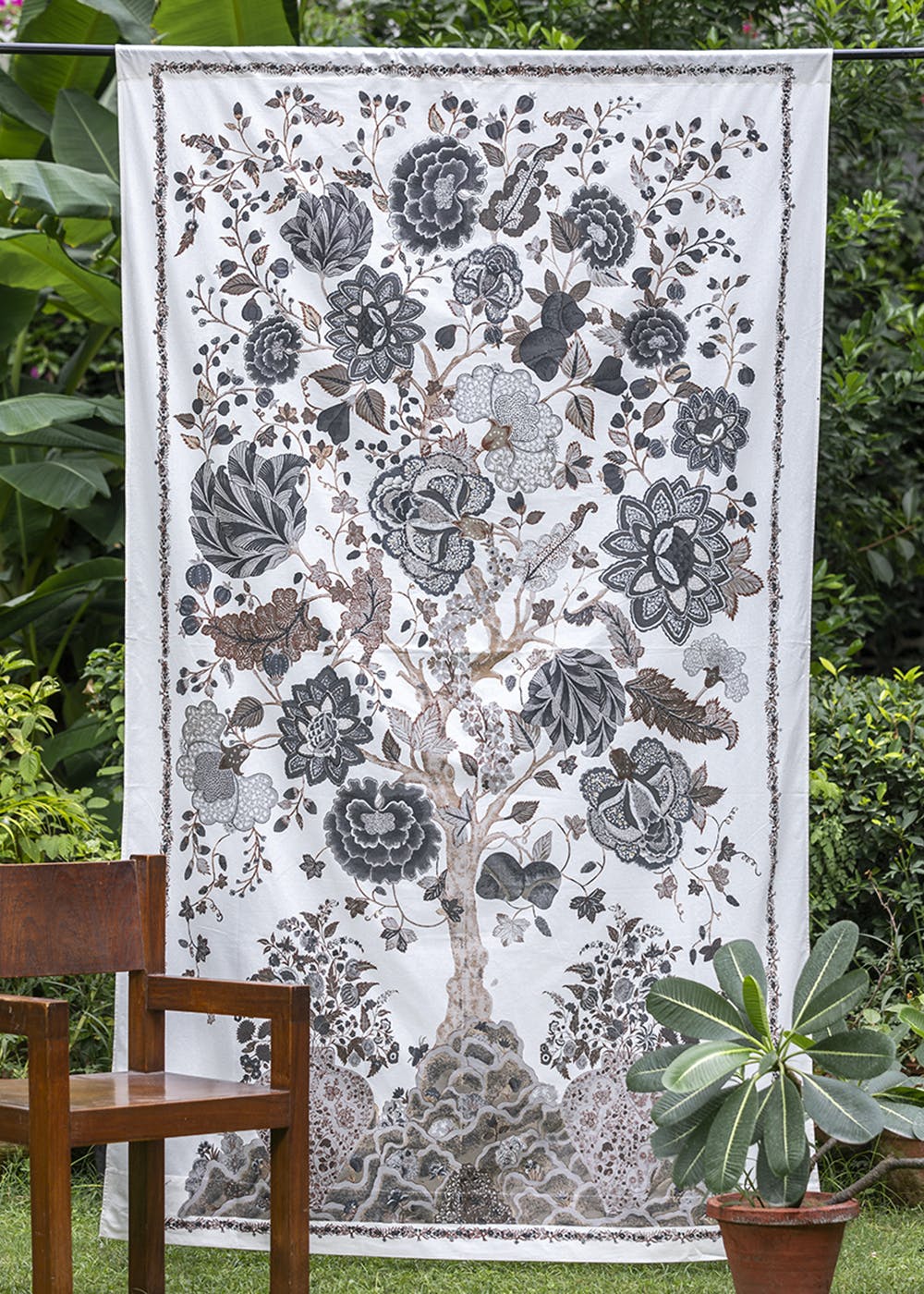 Get Printed Sheeting Curtain Tree of Life Graphite at ₹ 2000 | LBB Shop