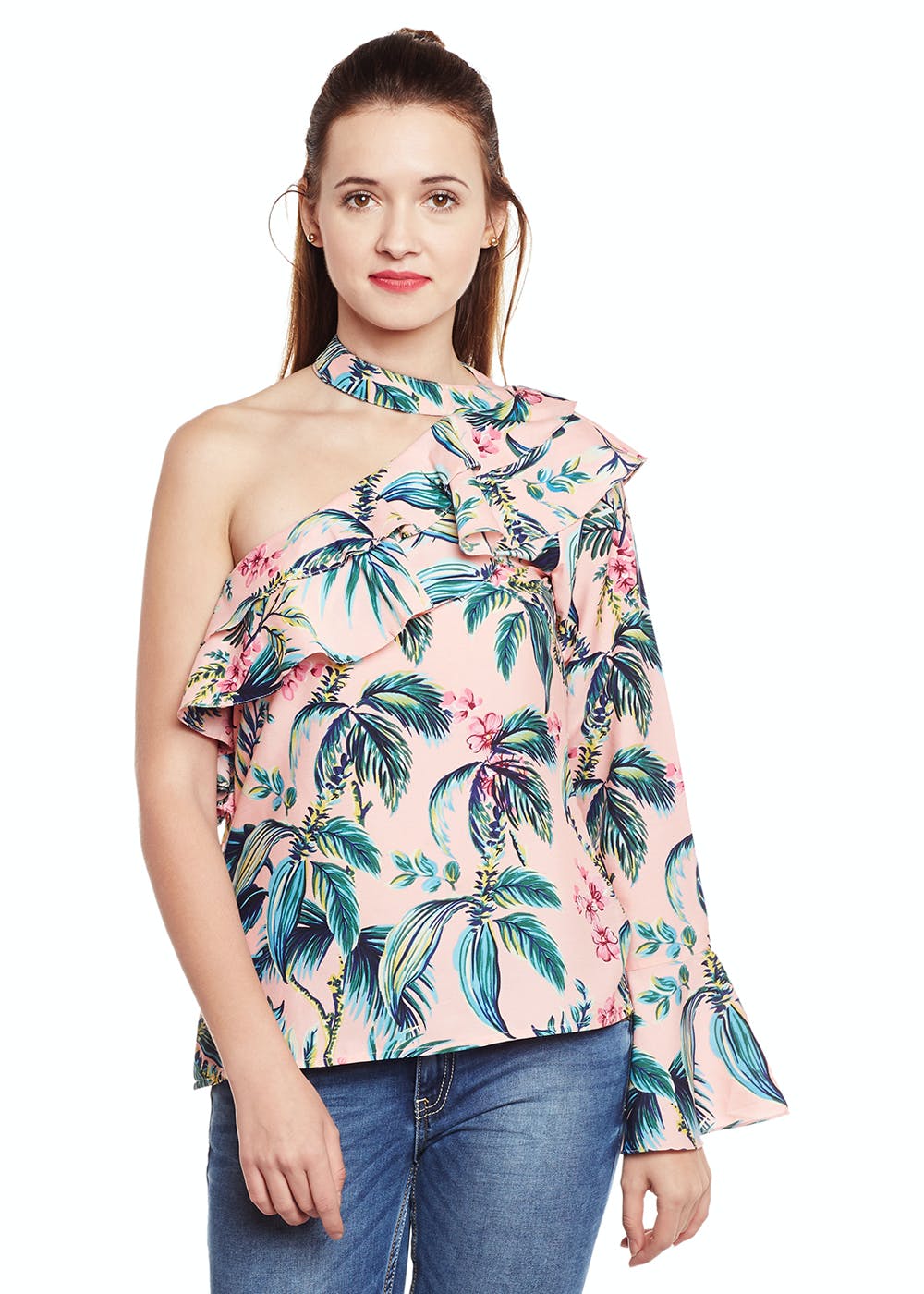 Get Ruffled One Shoulder Floral Printed Top at ₹ 499 | LBB Shop
