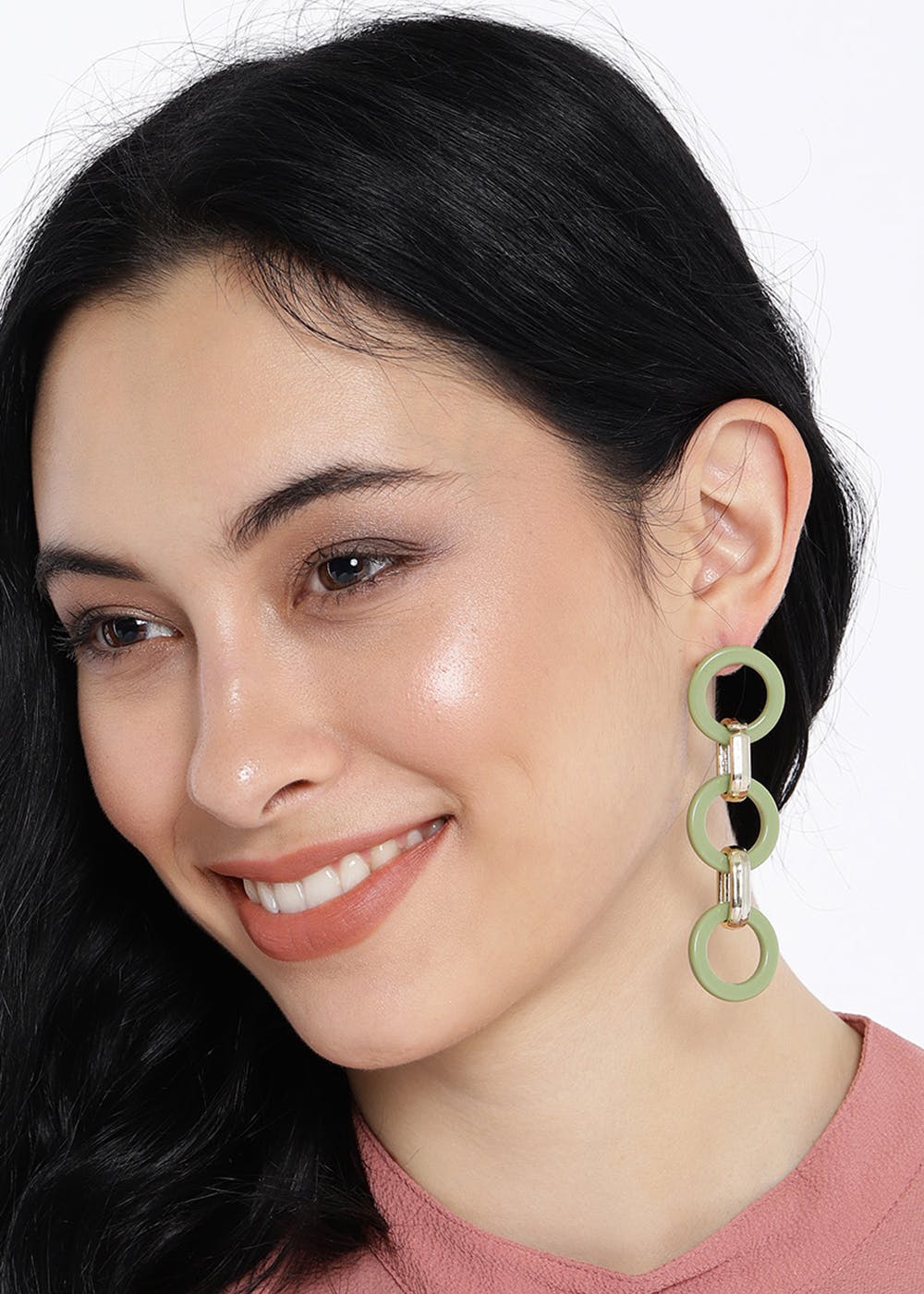 Get Green Interlocked Circles Drop Earrings at ₹ 240 | LBB Shop