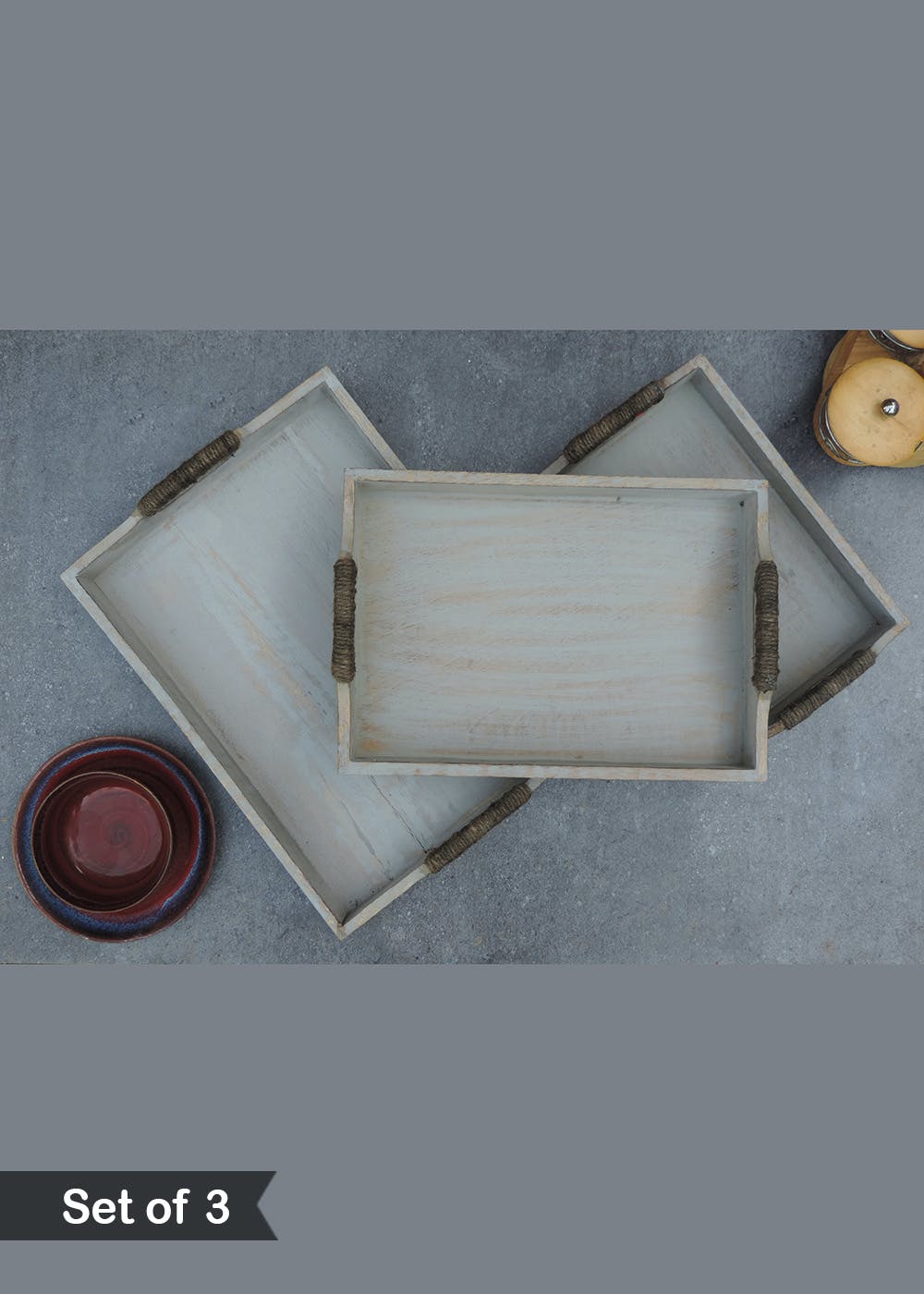 Get Grey Sun Porch Serving Tray - Set of 3 at ₹ 1149 | LBB Shop