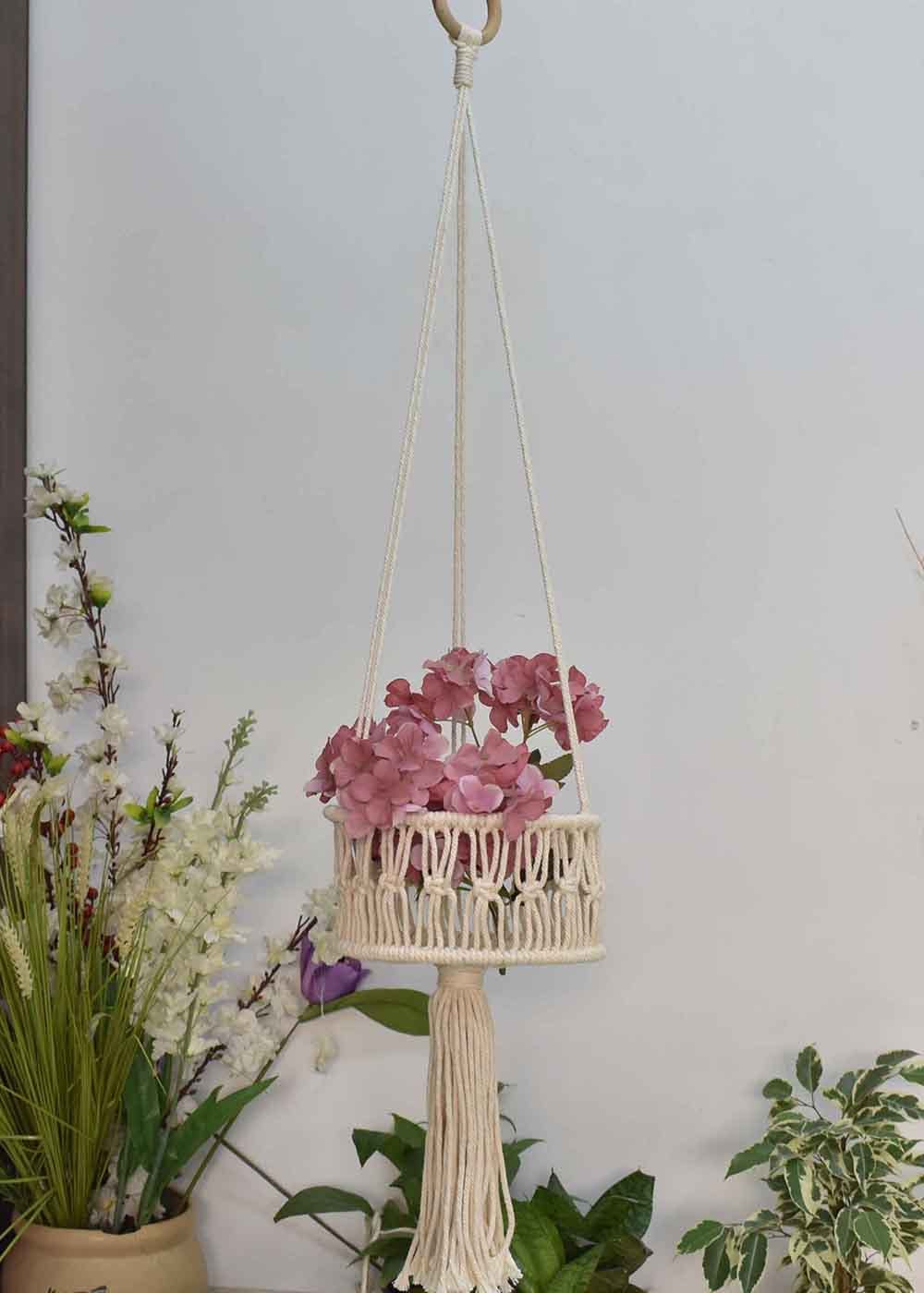 Get Basket Design Macrame Cotton Plant Hanger at ₹ 927 | LBB Shop