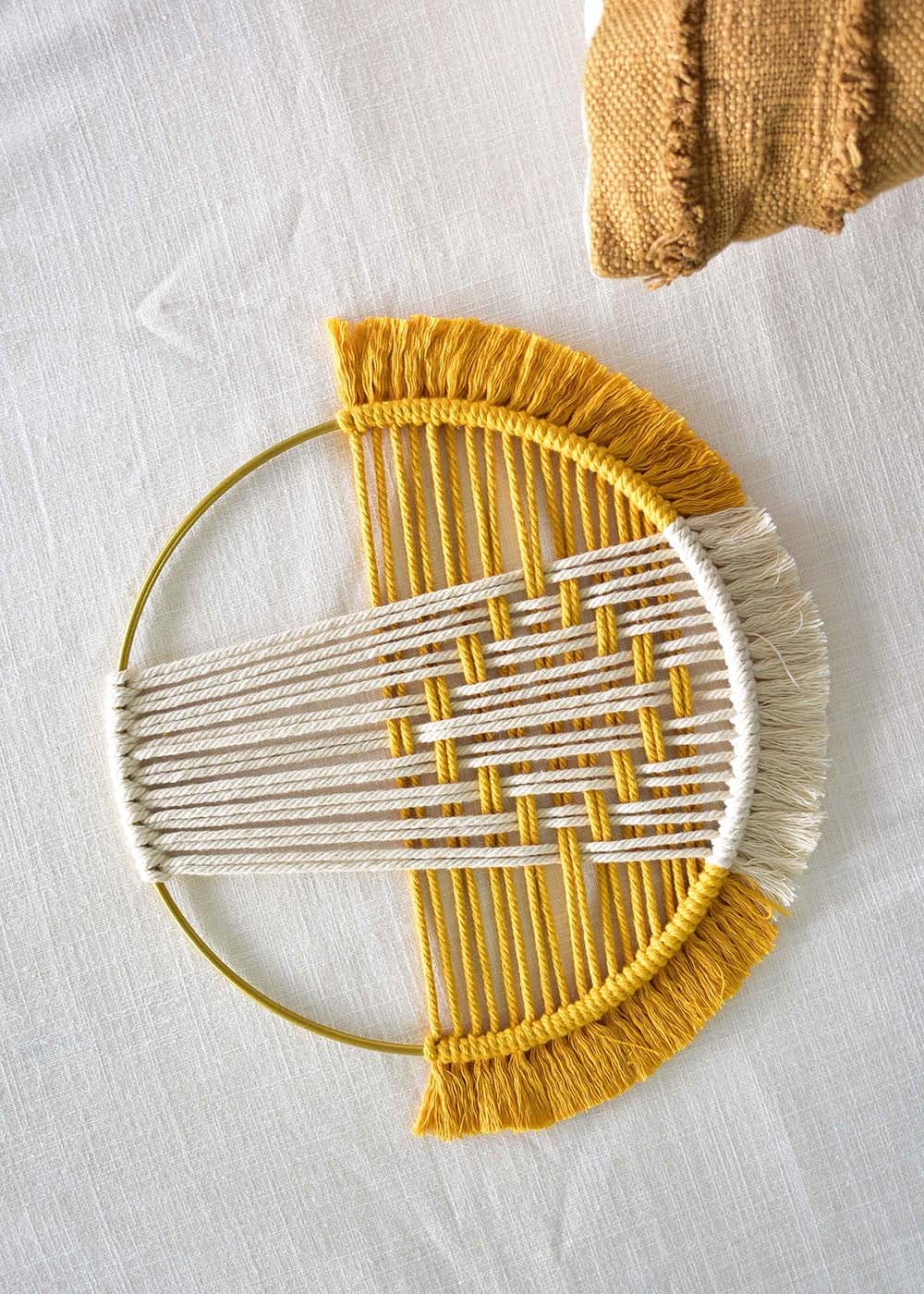 Get Macrame Hoop Round Boho Decorative Art Wall Hanging - Mustard Color ...