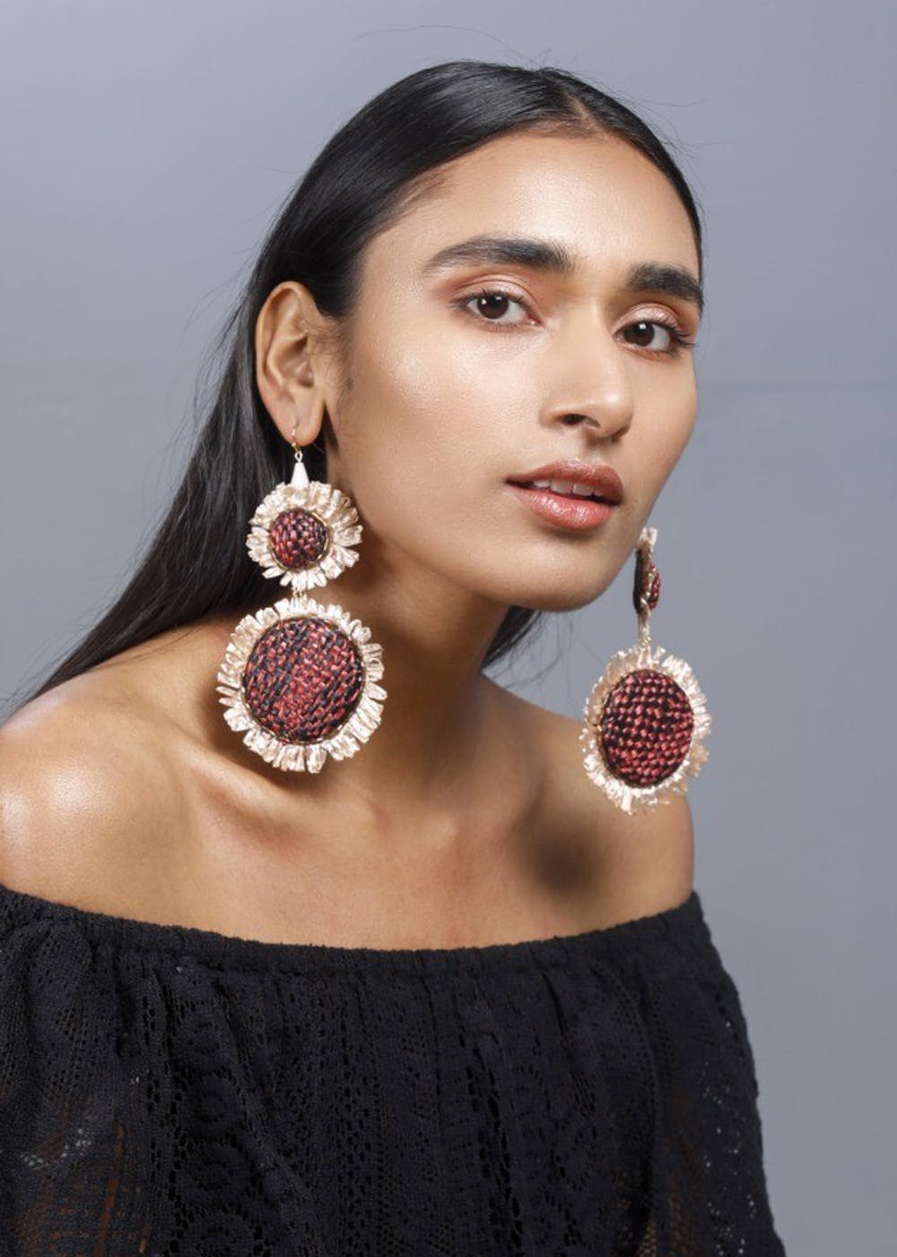 Get Beige Layered Rafia Earrings at ₹ 649 | LBB Shop