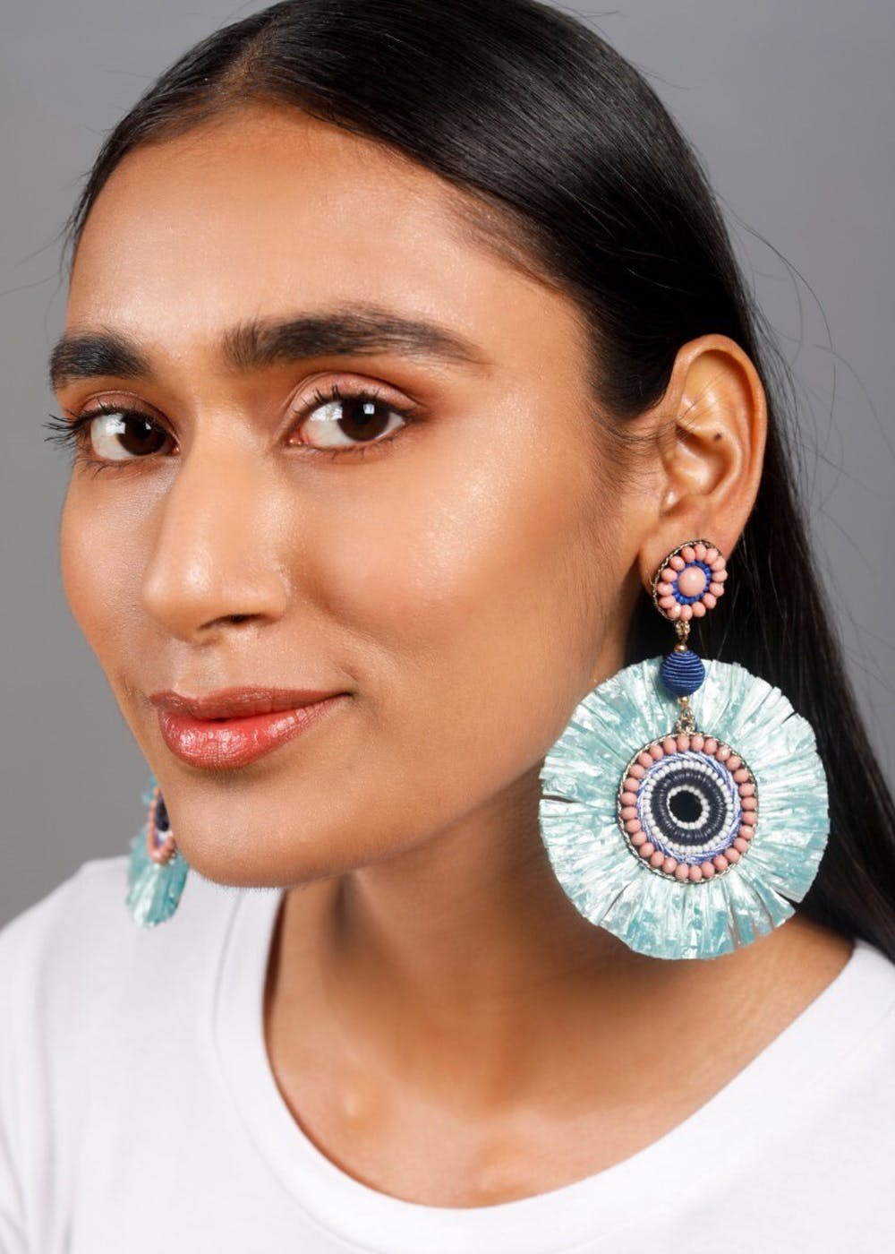 Get Bead Embellished Solid Rafia Earrings at ₹ 699 | LBB Shop
