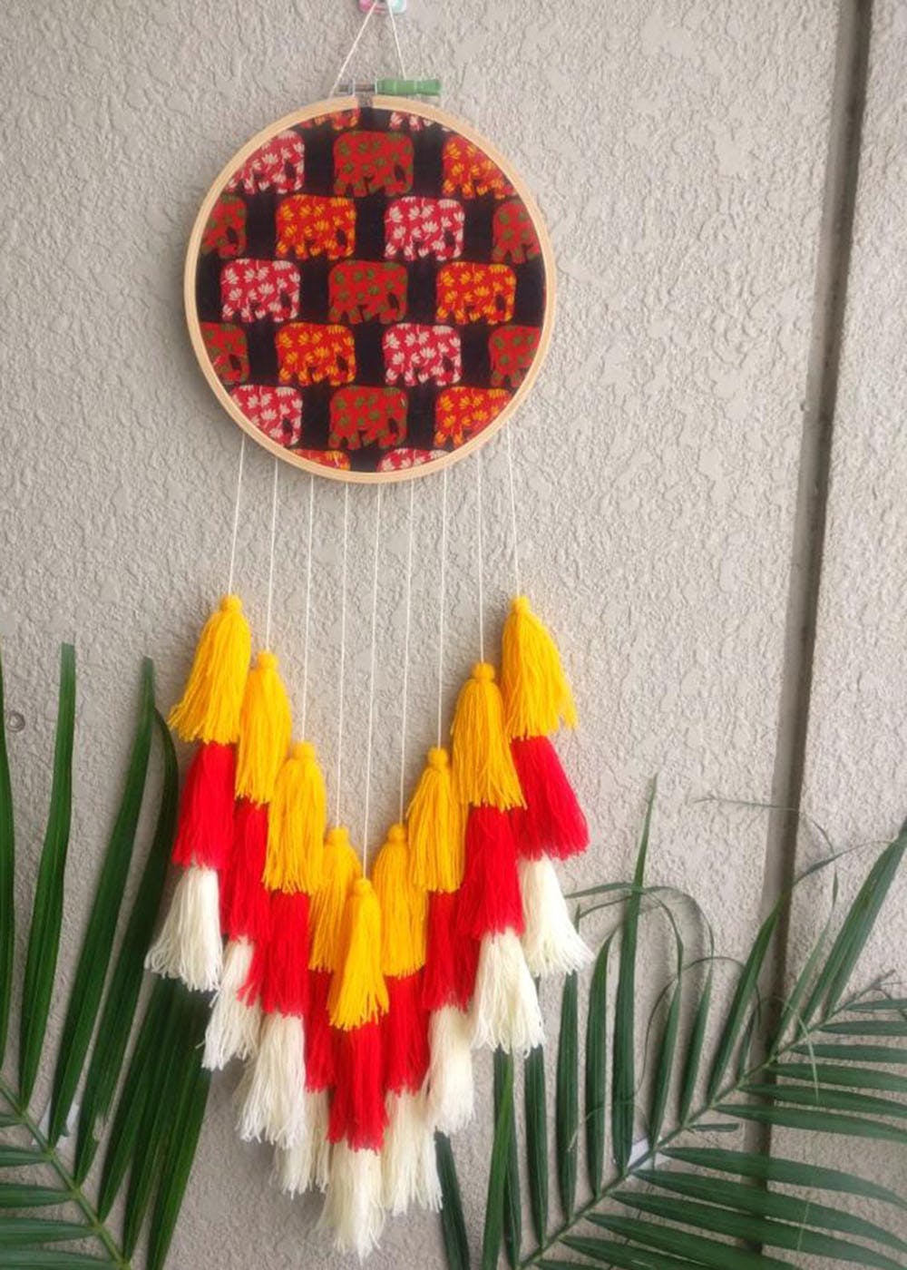 Get Elephant Printed Three-Tone Tasseled Dream Catcher at ₹ 799 | LBB Shop
