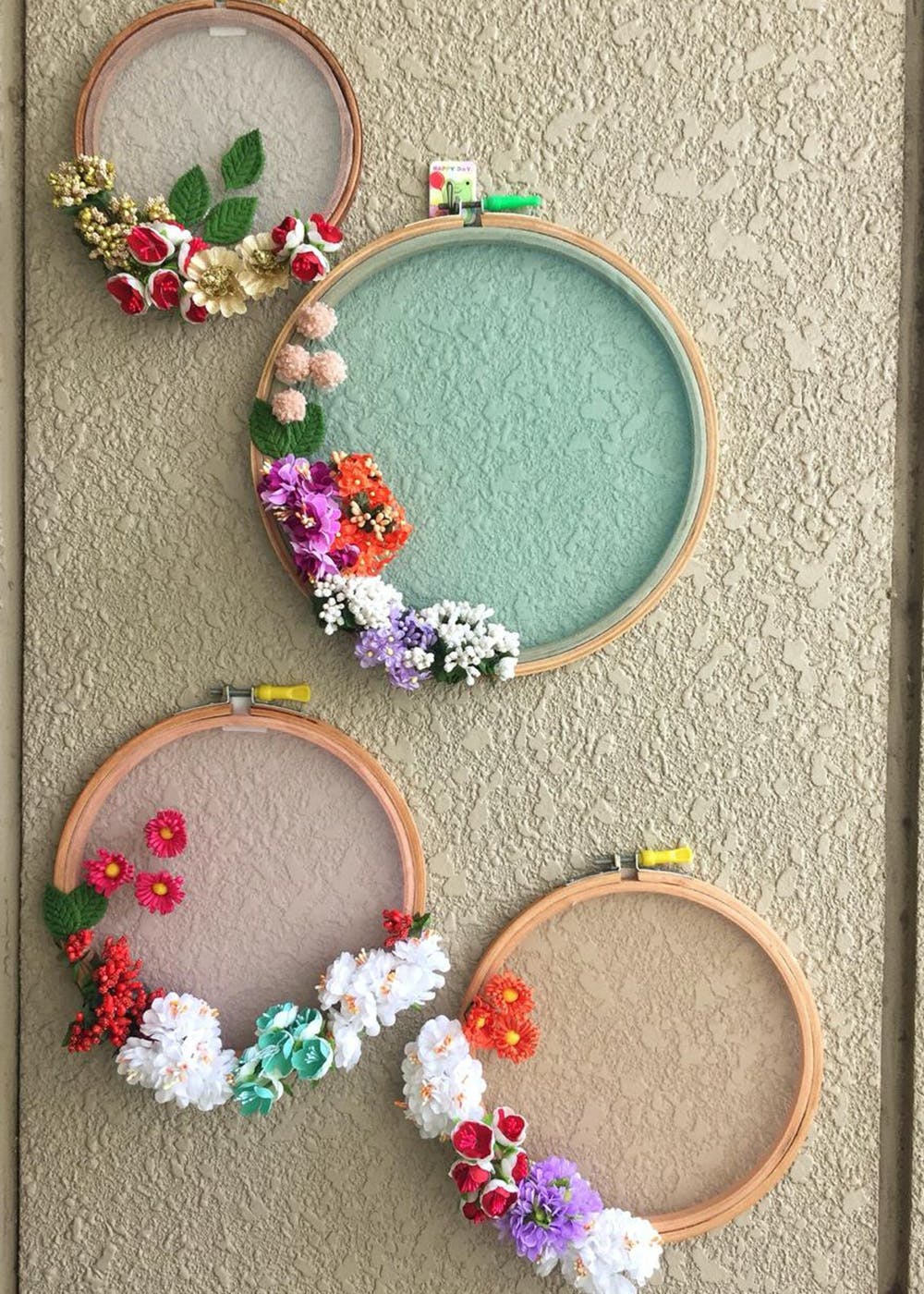 Get Set of 4 Multi Floral Embellished Wall Hoops at ₹ 2399 | LBB Shop