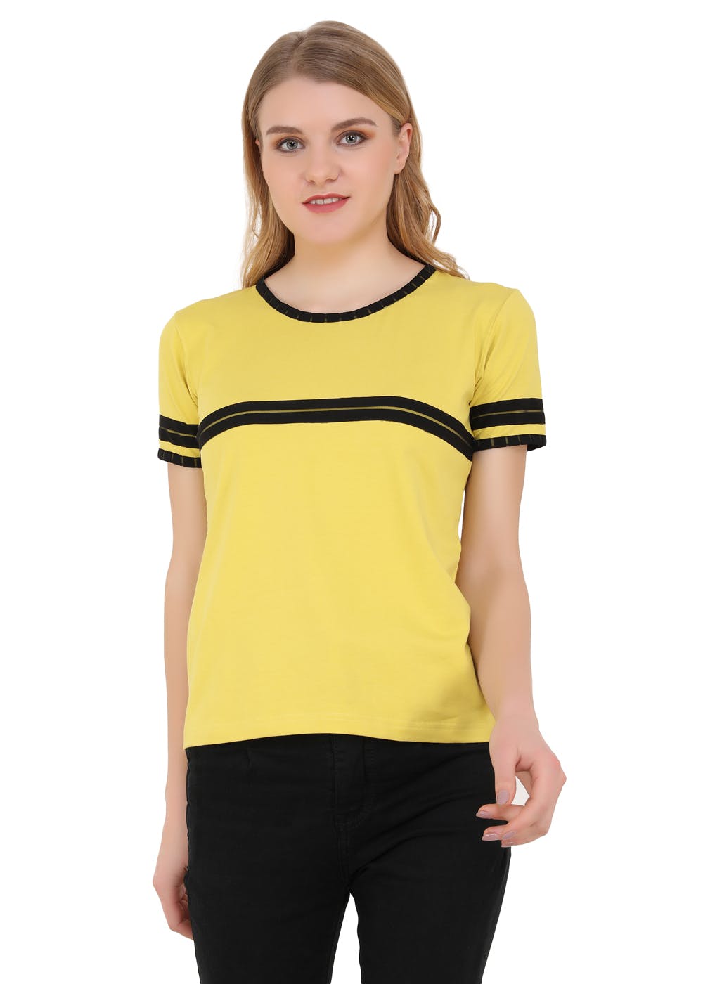 Get Black Strip Band Detail Solid Top at ₹ 349 | LBB Shop