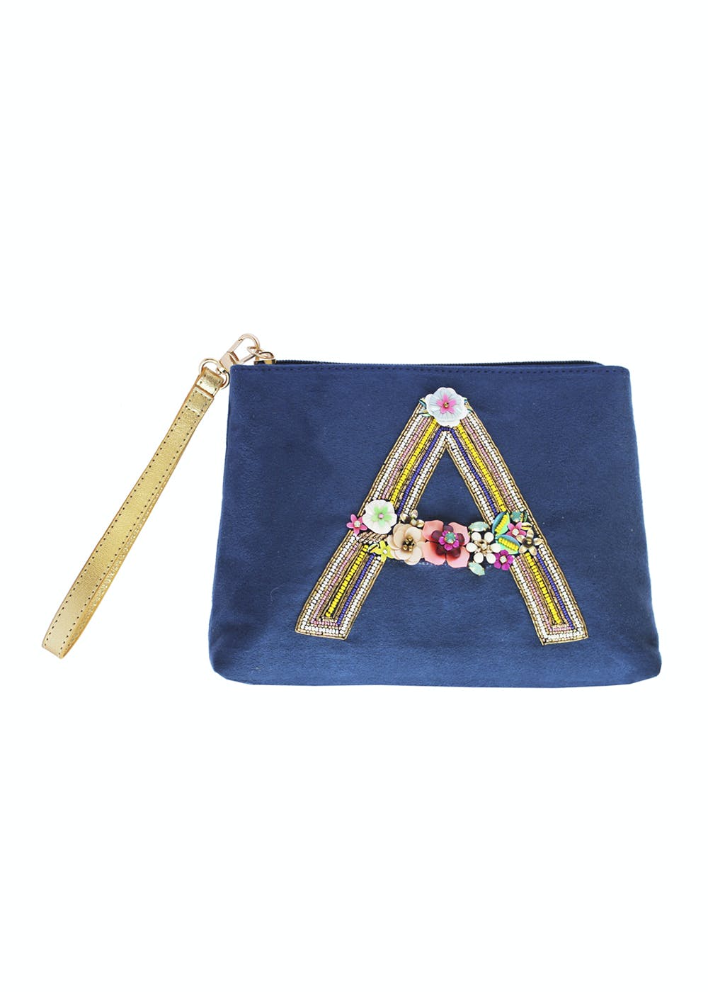 Get Floral & Monogram "A" Embellished Solid Pouch at ₹ 1650 | LBB Shop