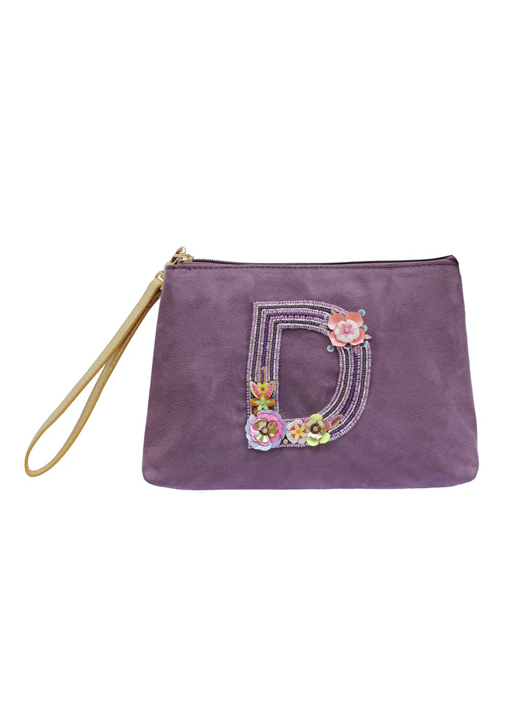 Get Floral & Monogram "D" Embellished Solid Pouch at ₹ 1650 | LBB Shop