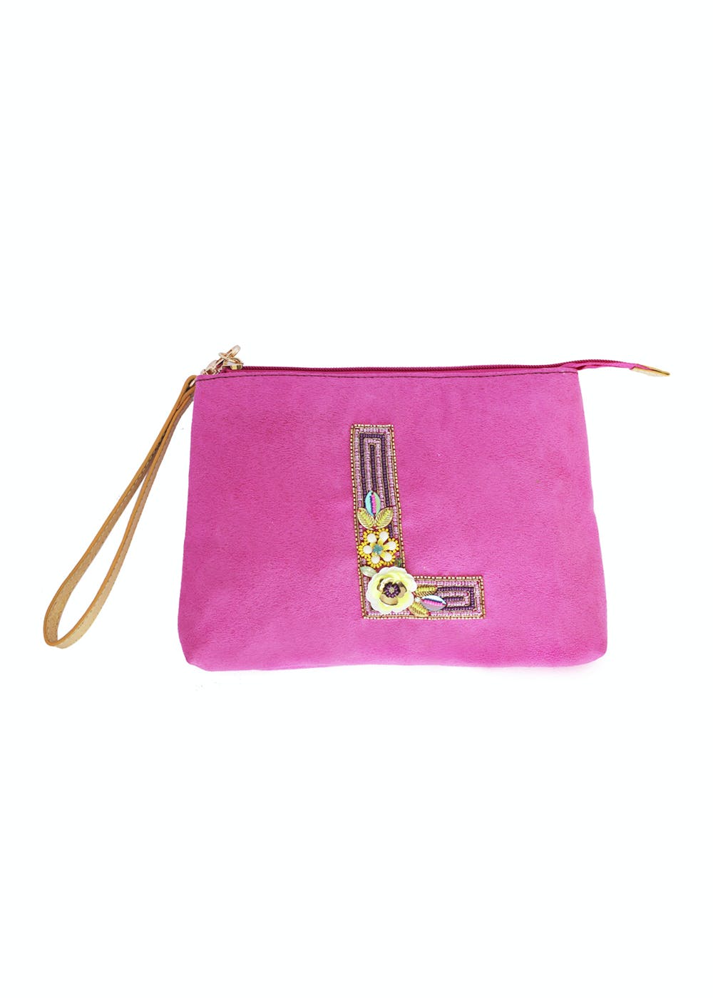 Get Floral & Monogram "L" Embellished Solid Pouch at ₹ 1650 | LBB Shop