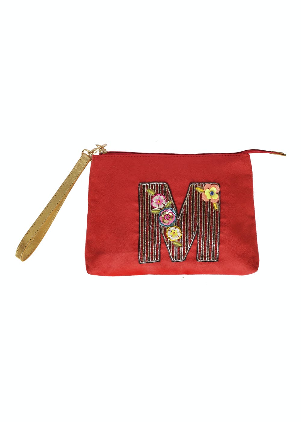 Get Floral & Monogram "M" Embellished Solid Pouch at ₹ 1650 | LBB Shop