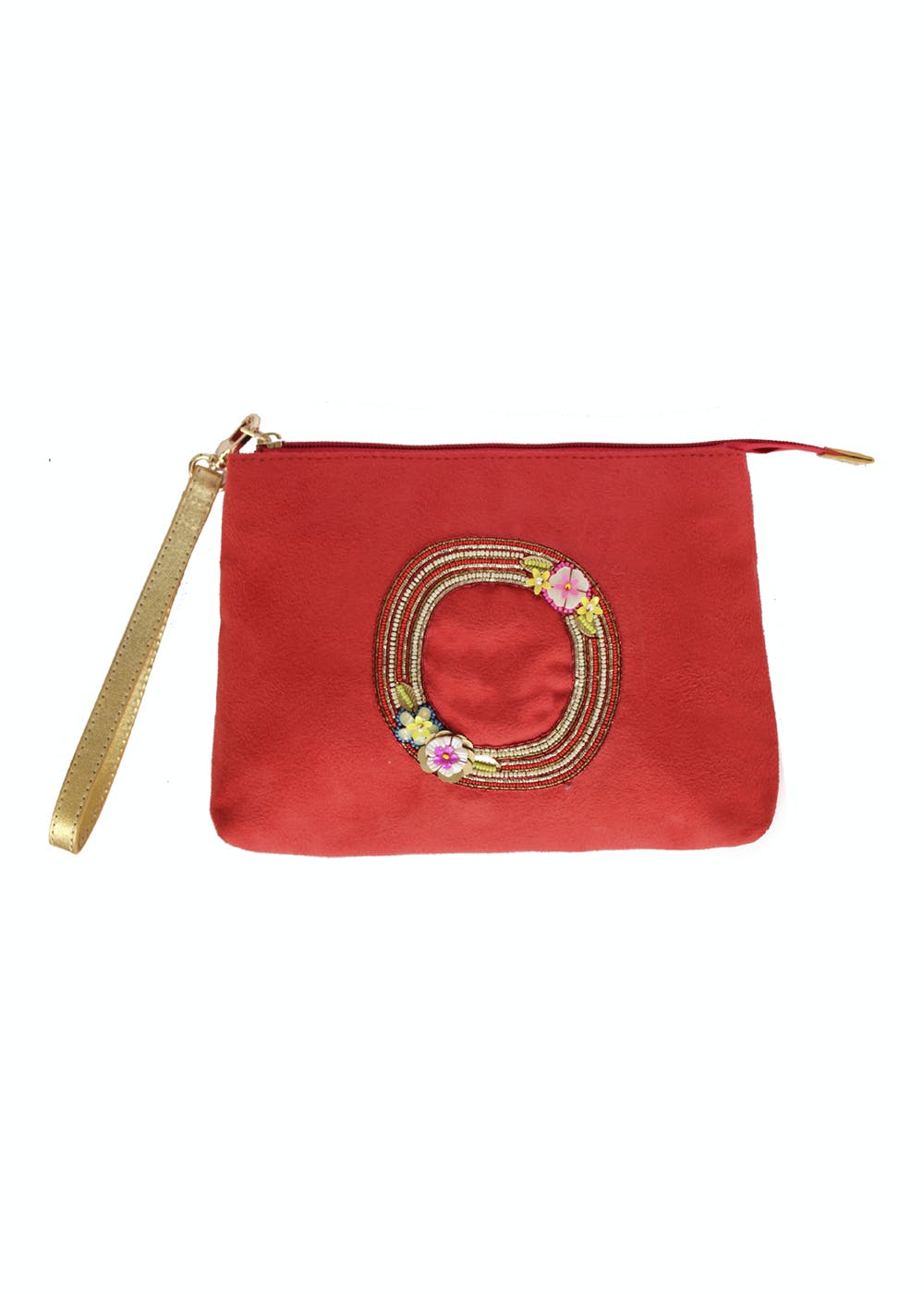 Get Floral & Monogram "O" Embellished Solid Pouch at ₹ 1650 | LBB Shop