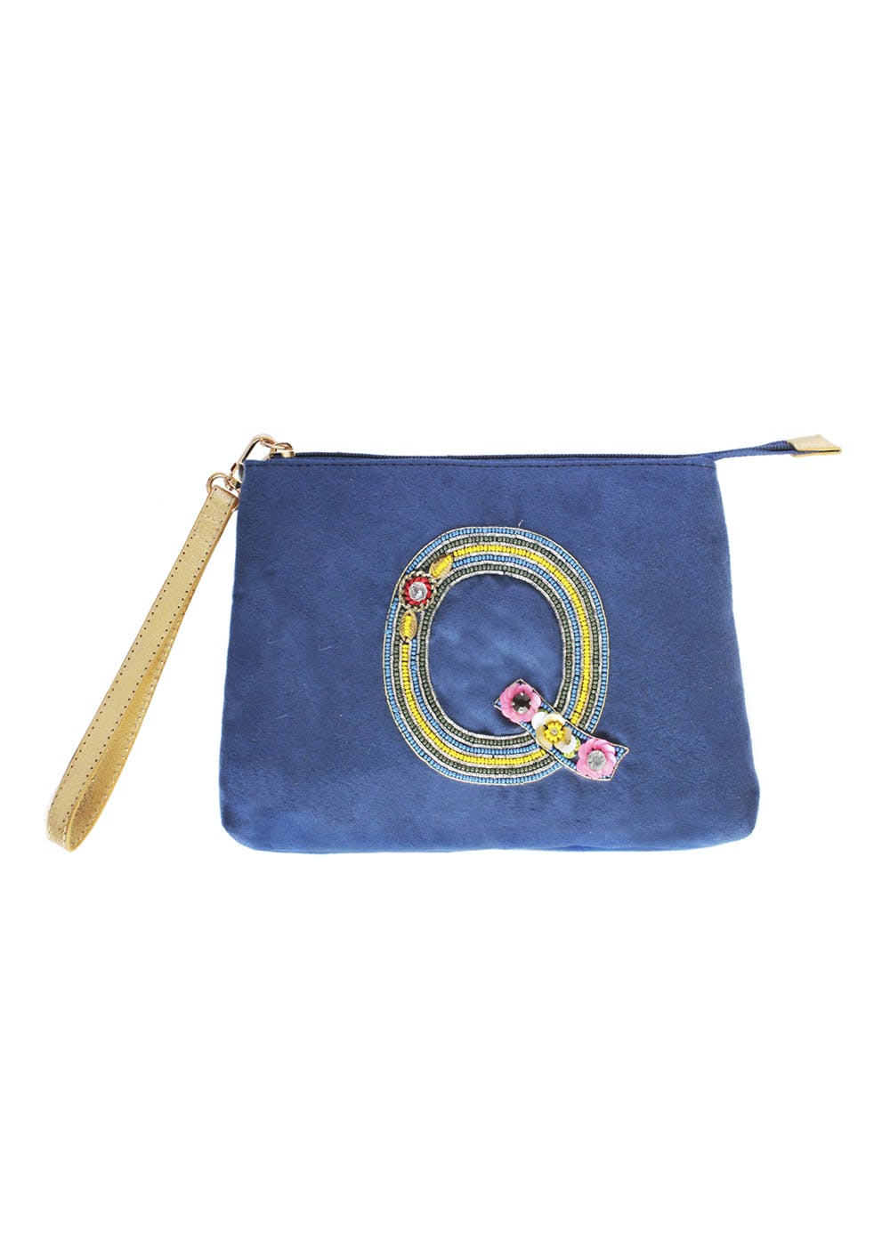 Get Floral & Monogram "Q" Embellished Solid Pouch at ₹ 1650 | LBB Shop