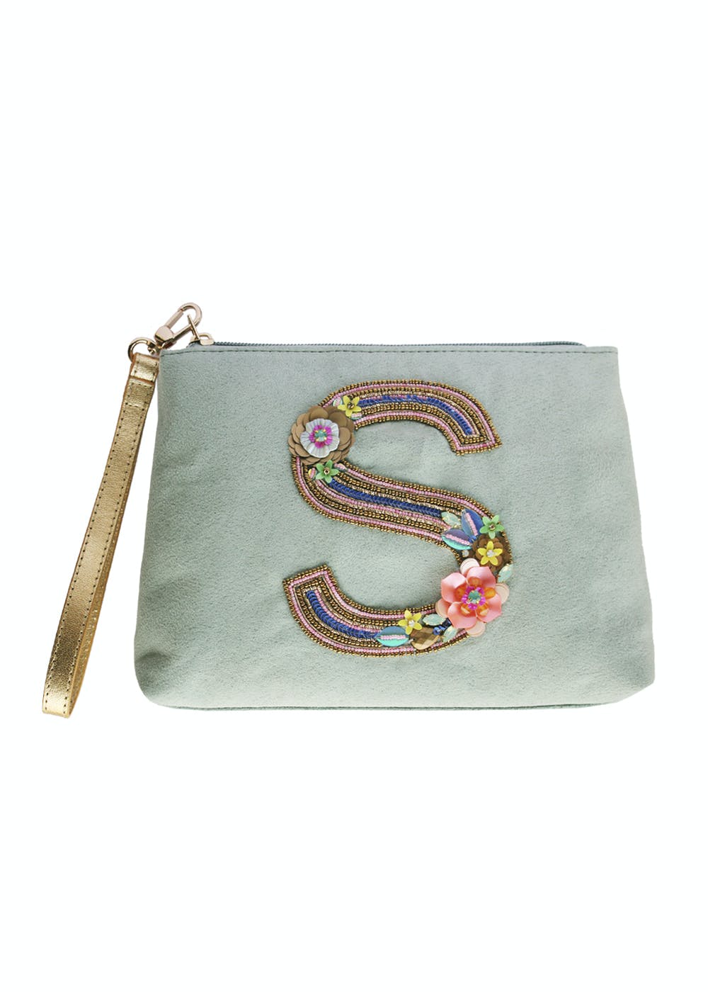 Get Floral & Monogram "S" Embellished Solid Pouch at ₹ 1650 | LBB Shop