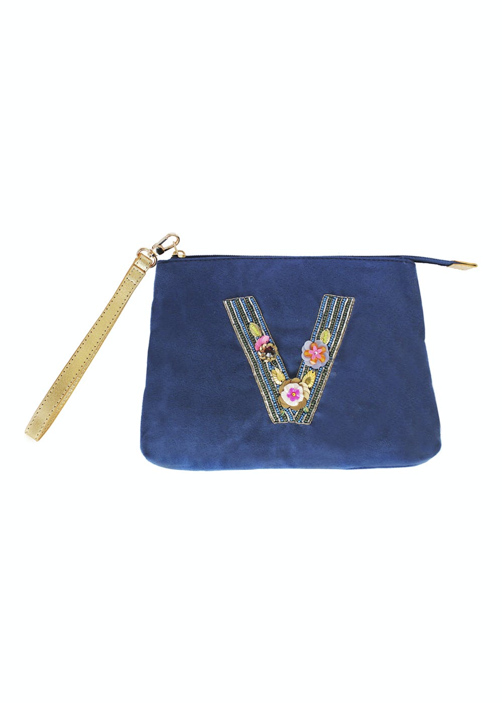 Get Floral & Monogram "V" Embellished Solid Pouch at ₹ 1650 | LBB Shop