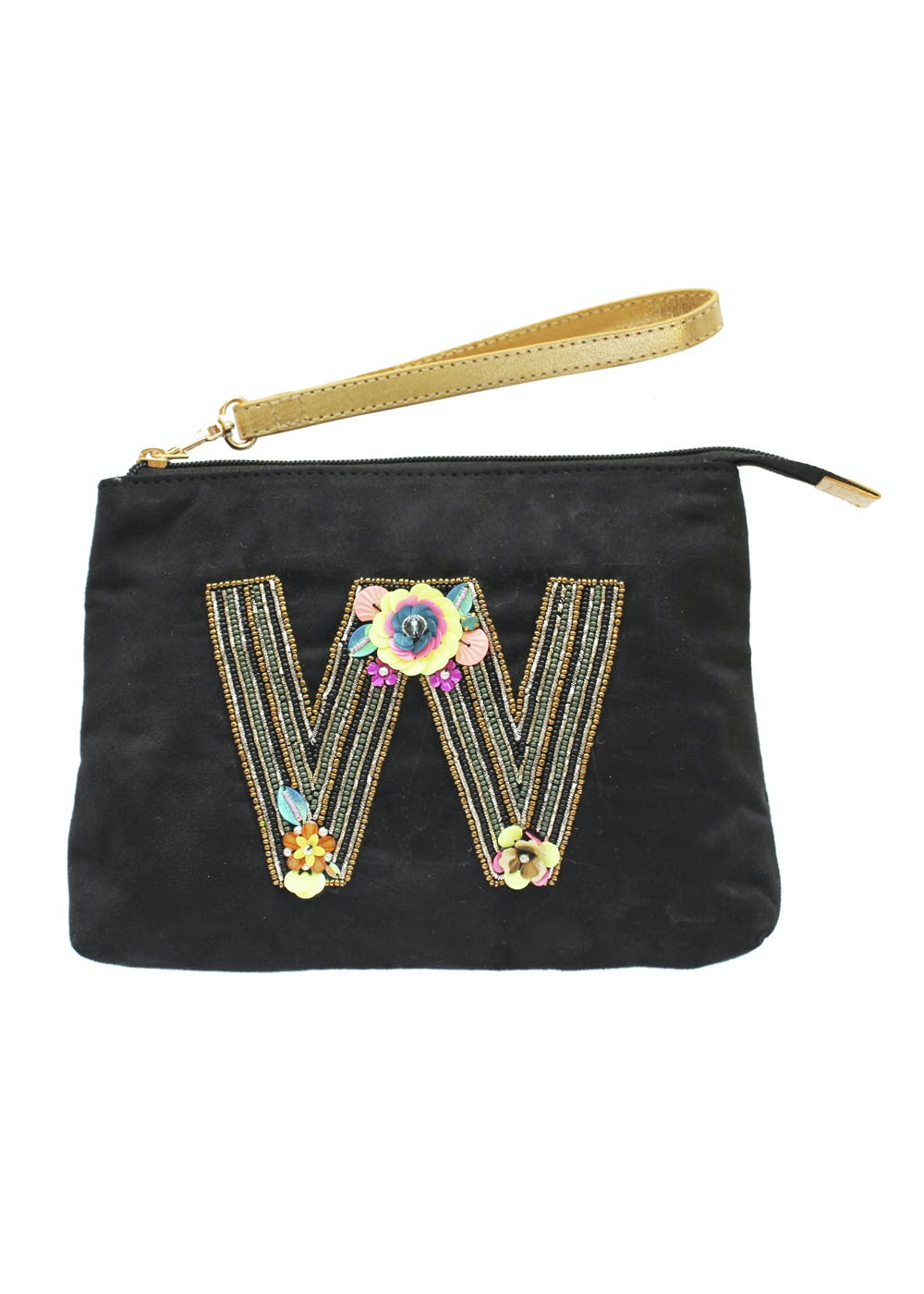 Get Floral & Monogram "W" Embellished Solid Pouch at ₹ 1650 | LBB Shop