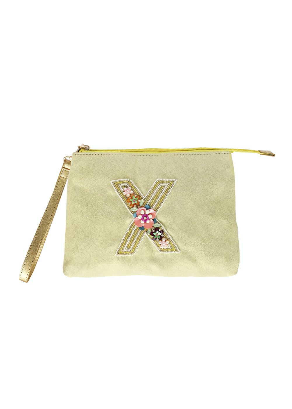 Get Floral & Monogram "X" Embellished Solid Pouch at ₹ 1650 | LBB Shop