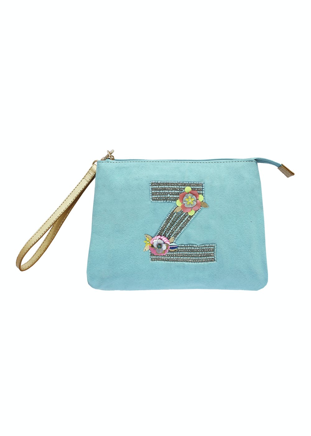 Get Floral & Monogram "Z" Embellished Solid Pouch at ₹ 1650 | LBB Shop