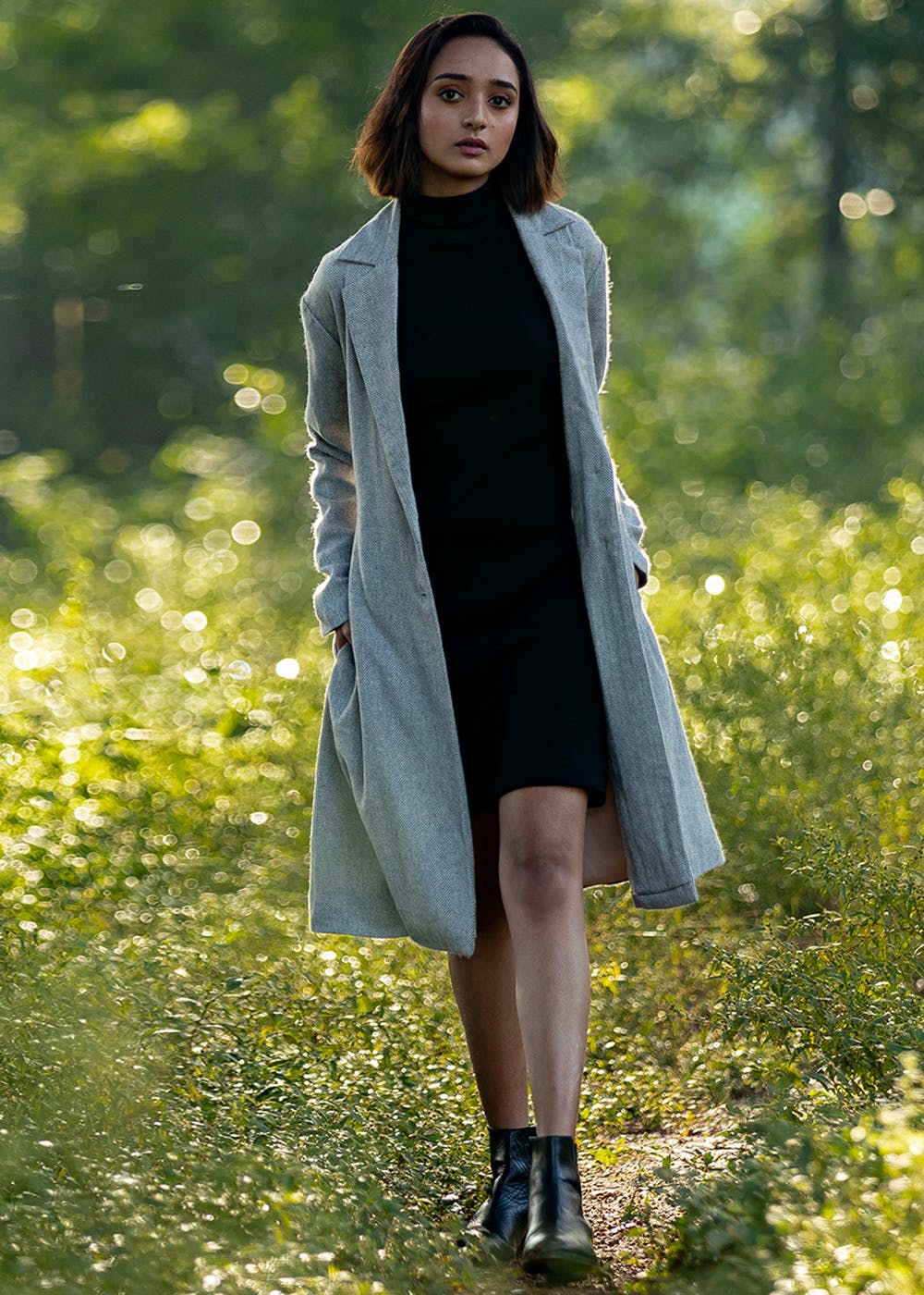 Get Esther Grey Herringbone Wool Coat at ₹ 4990 | LBB Shop