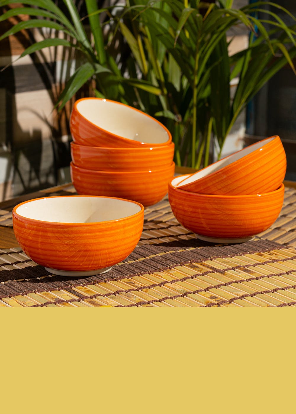 Get Spiral Orange Serving Bowls - Set of 6 at ₹ 799 | LBB Shop