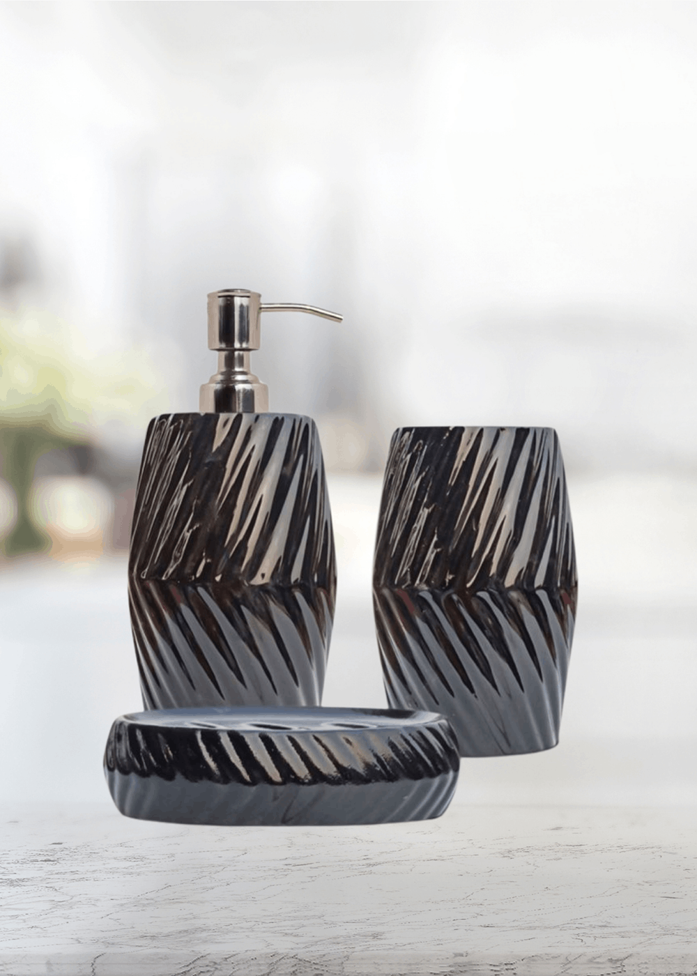 Get Vertical Black Striped Modern Bathing Set at ₹ 1199 | LBB Shop