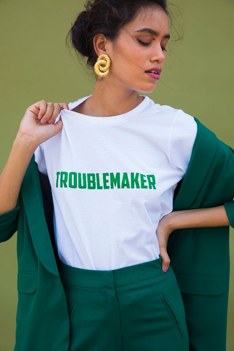 Get "TROUBLEMAKER" Graphic T-shirt at ₹ 799 | LBB Shop