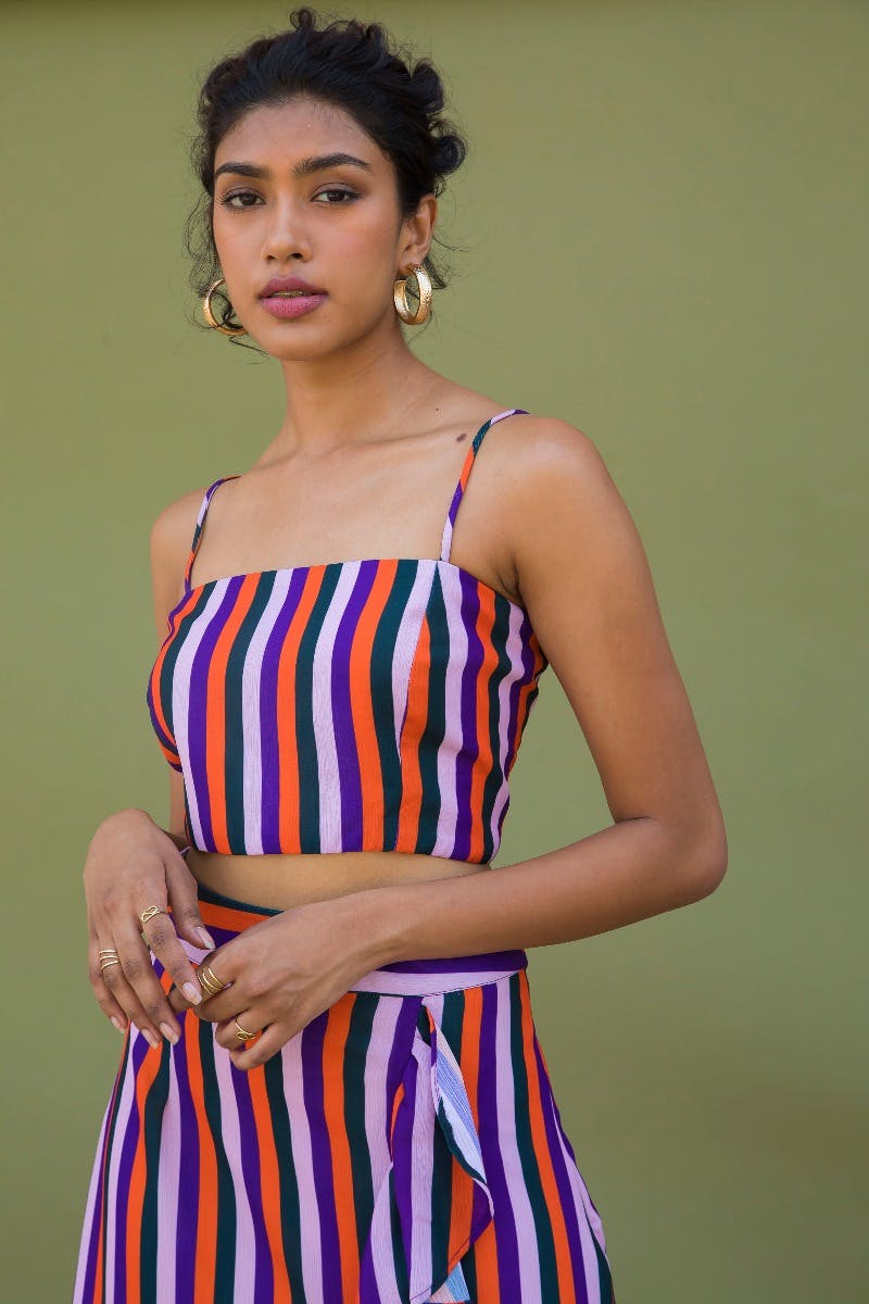 Get Multicolore striped crop top at ₹ 700 | LBB Shop