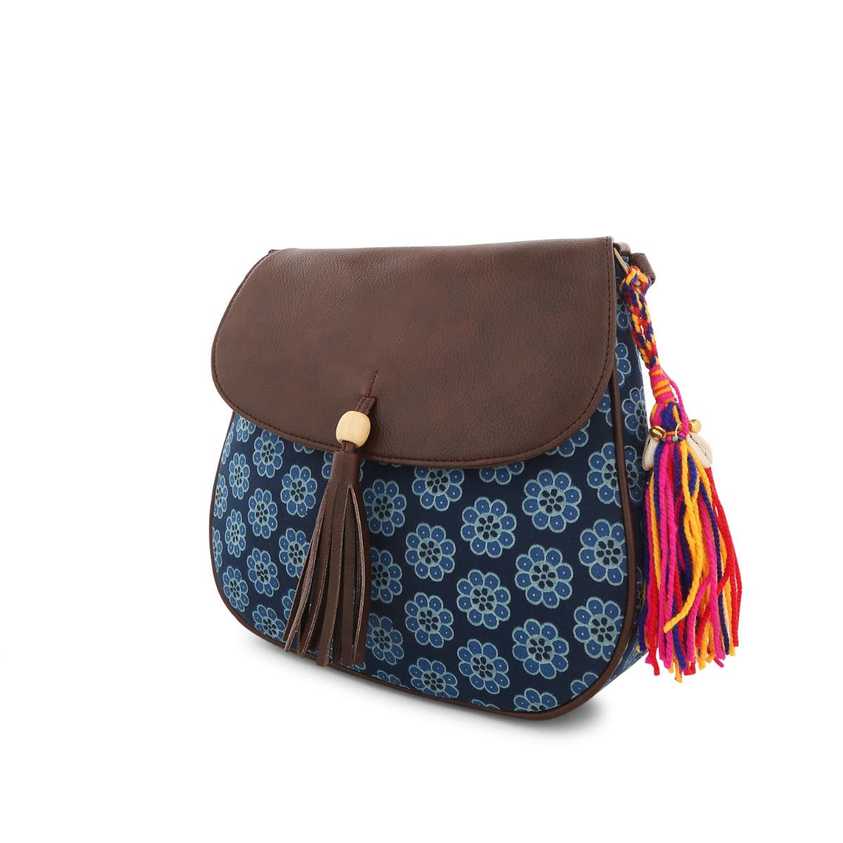 Get Indigo Print Fringe Detail Sling Bag at ₹ 599 | LBB Shop