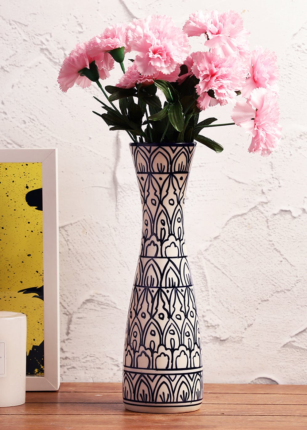 Get Mehraab Blue Off-White 12 Inch Hourglass Ceramic Vase at ₹ 1099 ...