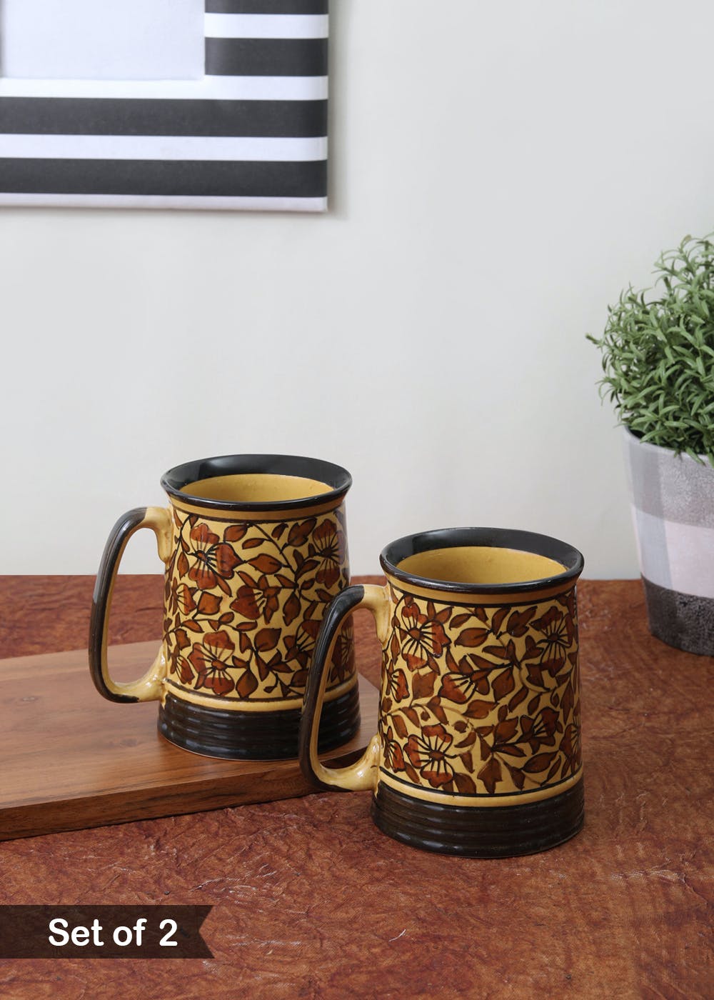 Get Brown Mughal Ceramic Beer Mugs - Set of Two at ₹ 899 | LBB Shop
