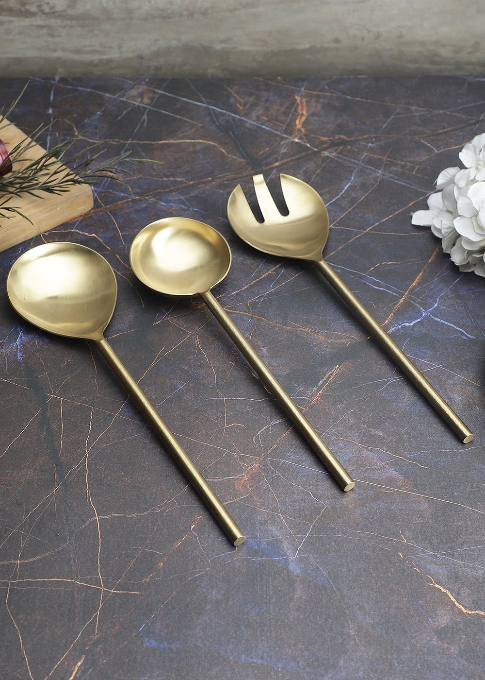 Get Imperial Matt Gold Stainless Steel Serving Spoons Set Of Three at ...