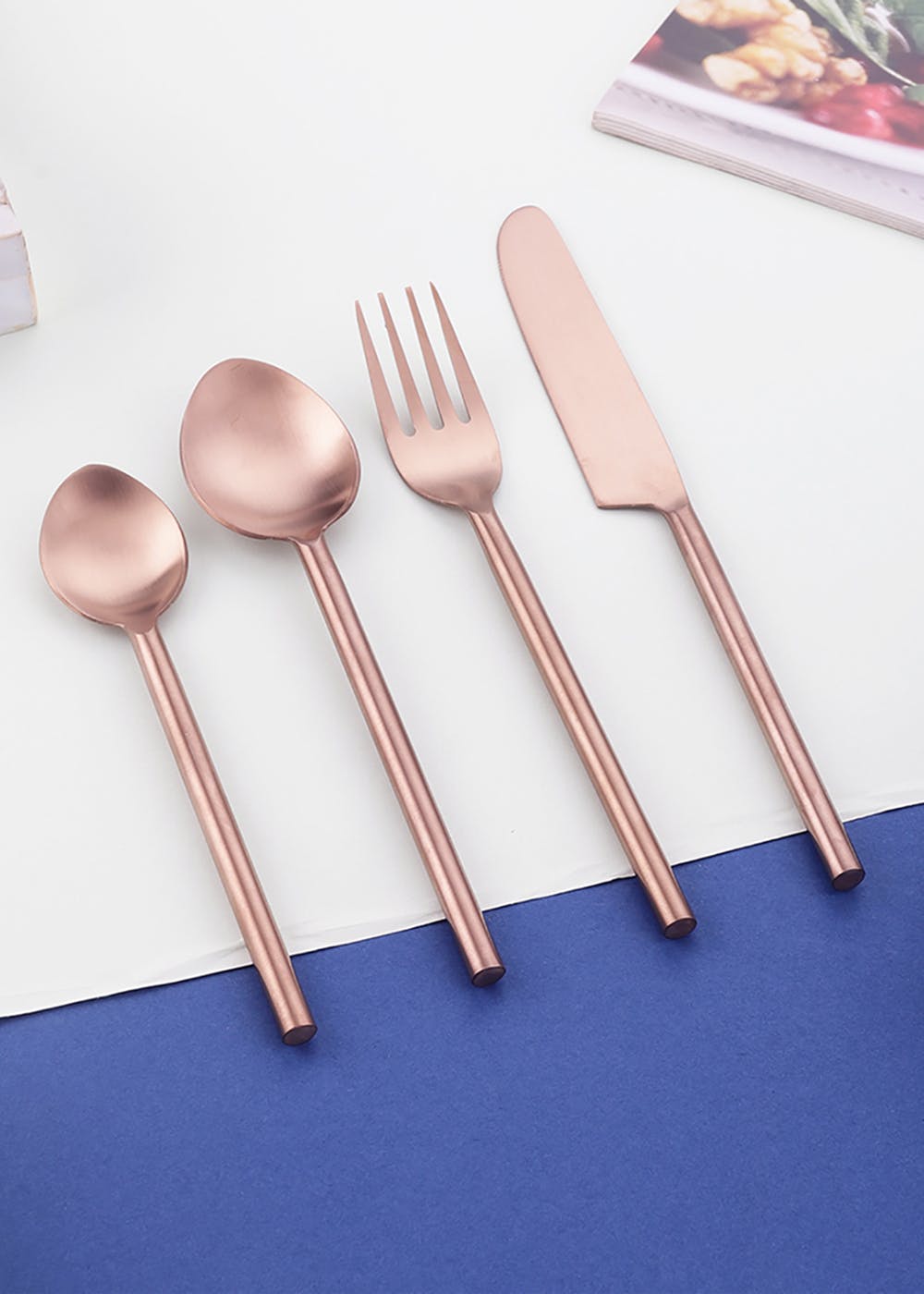 Get Rose Gold Stainless Steel Flatware Set Of Four- Spoons And Forks at ...