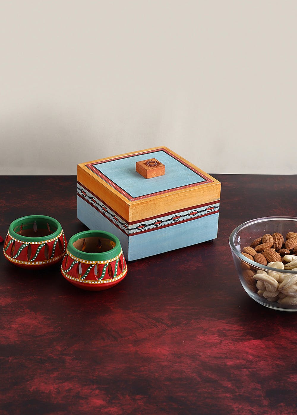 Get Upahaar Hand-Made Light Blue Small Wooden Decorative Gift Box at ...