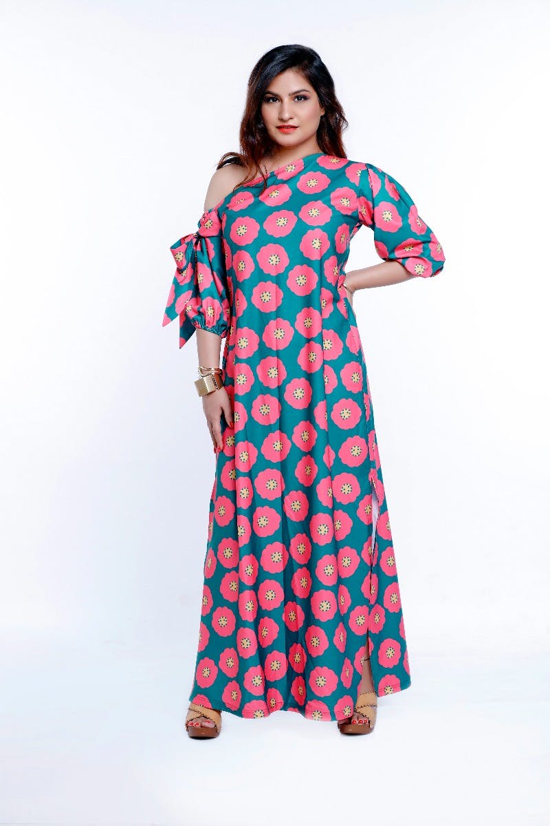 Get Bow Detail One Shoulder Maxi at ₹ 4200 | LBB Shop