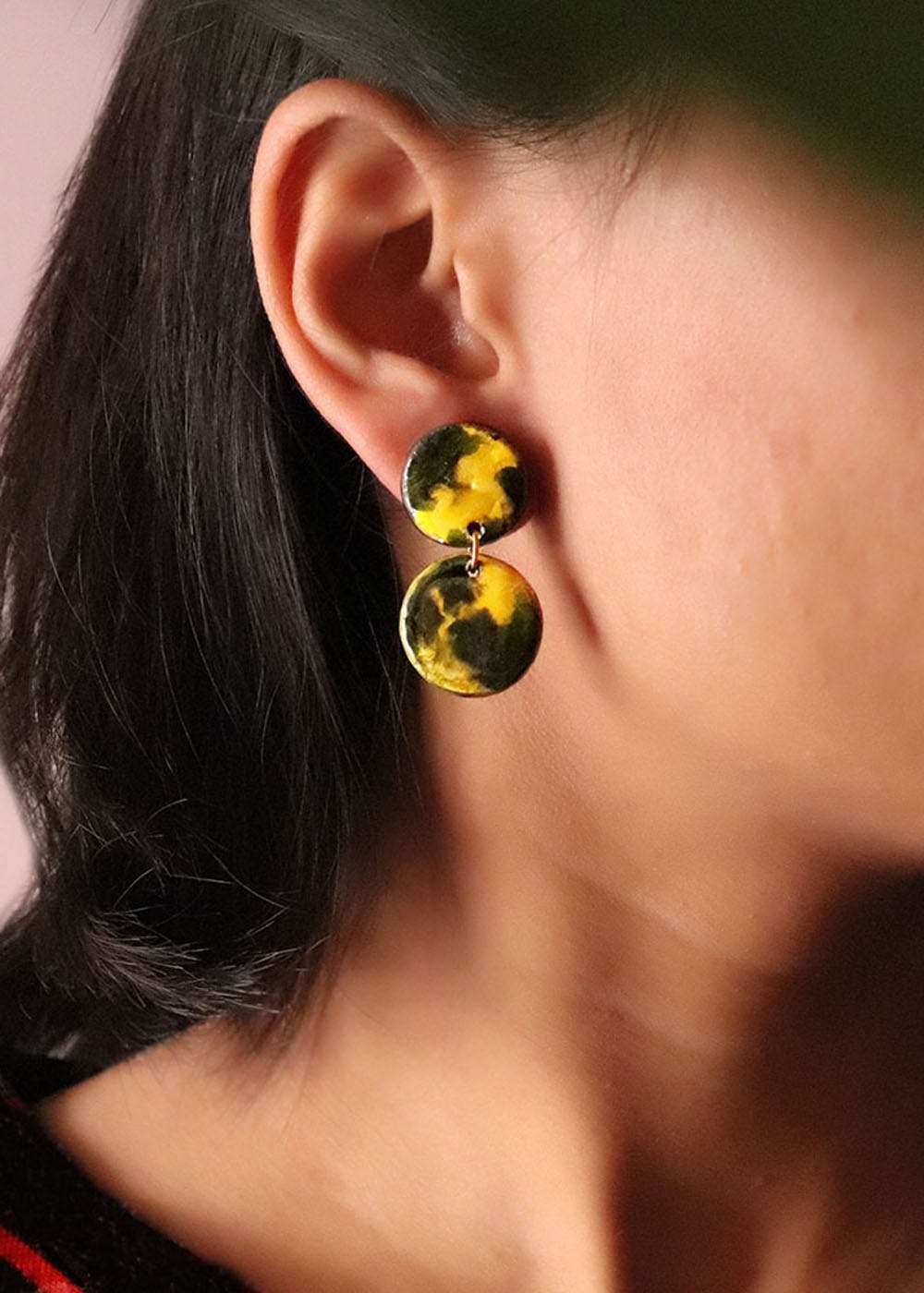 Get The Black Yellow Round Earrings at ₹ 430 | LBB Shop