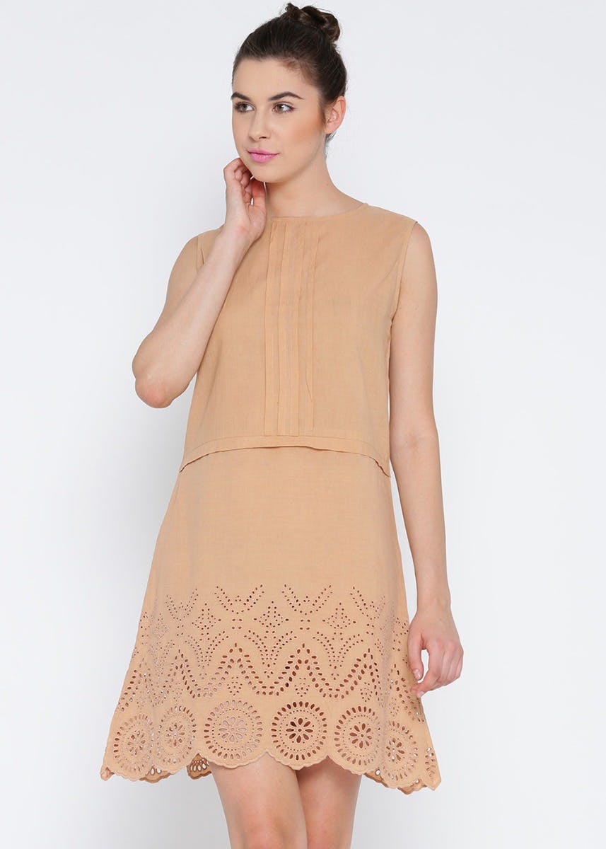 Get Cut-Out Border Brown Dress at ₹ 1259 | LBB Shop