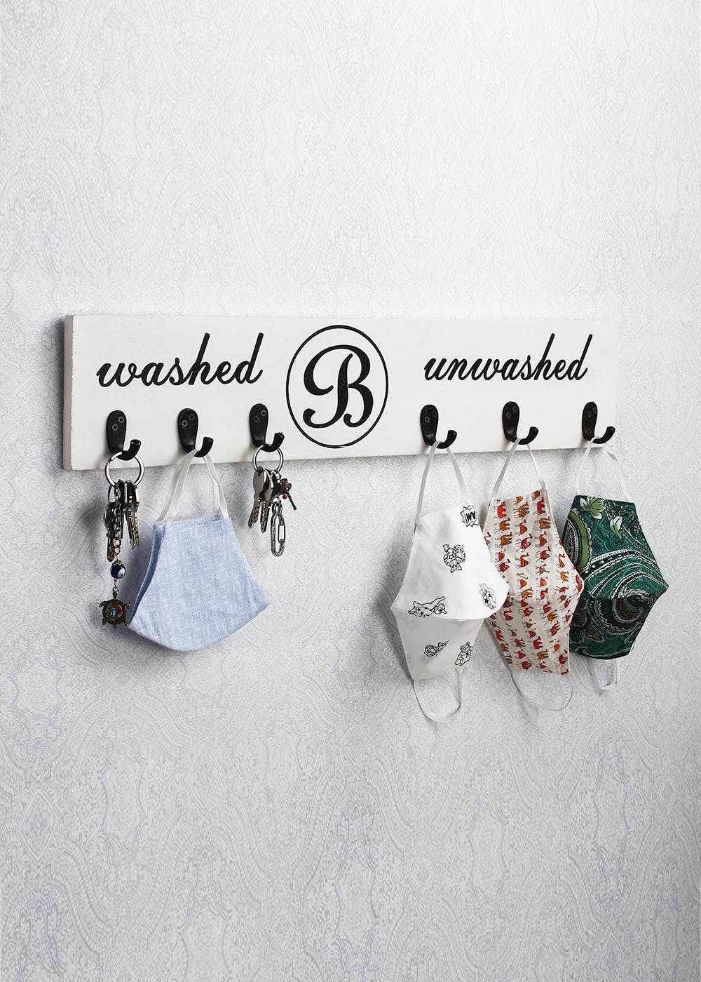 Get Mask Stand Face Mask Organizer- White & Black Hand Painted at ₹ 799 ...