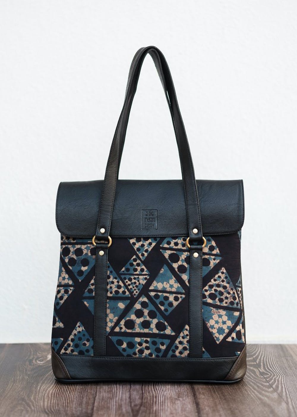 Get Geometric Ajrakh Blockprint Tote (Black) at ₹ 2220 | LBB Shop