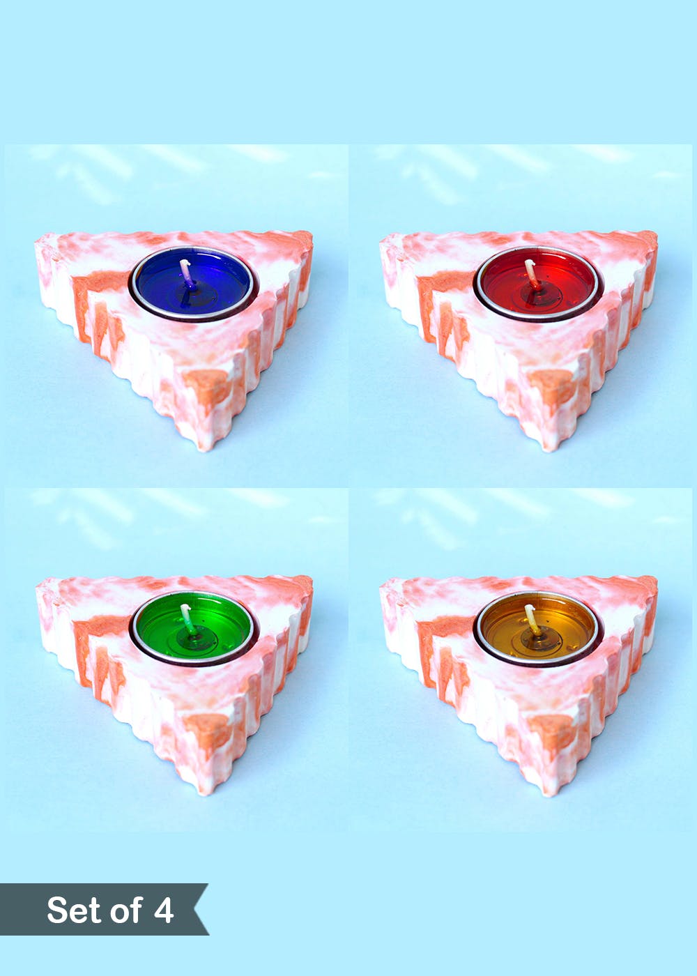 Get Marble Style Tealight Candle Holder Triangle Shape With Candle ...
