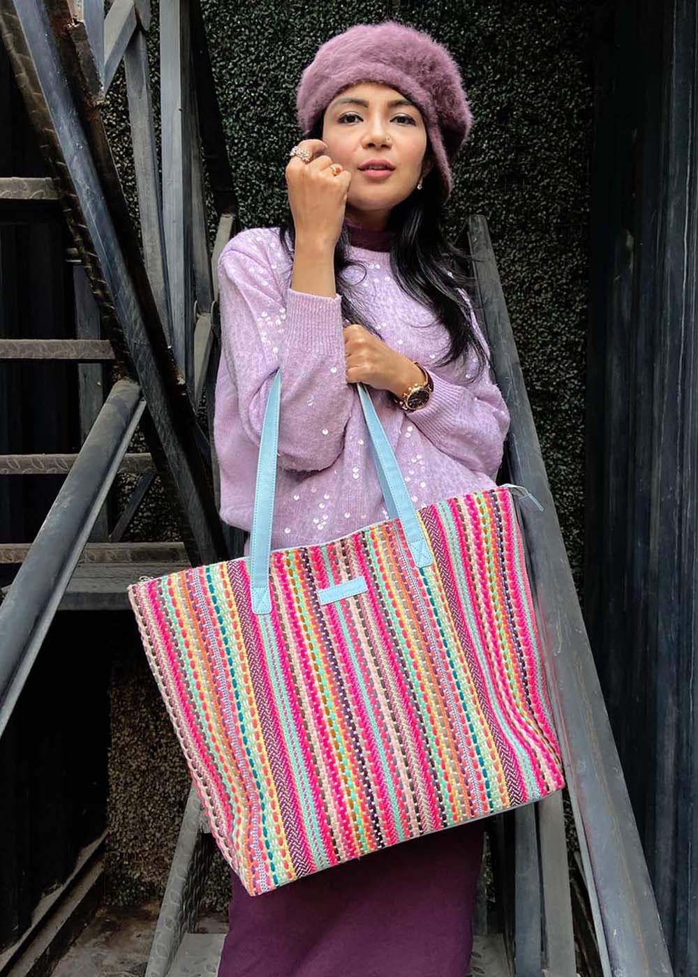 Get Candy Cane Shopper Tote Bag For Women at ₹ 2299 | LBB Shop