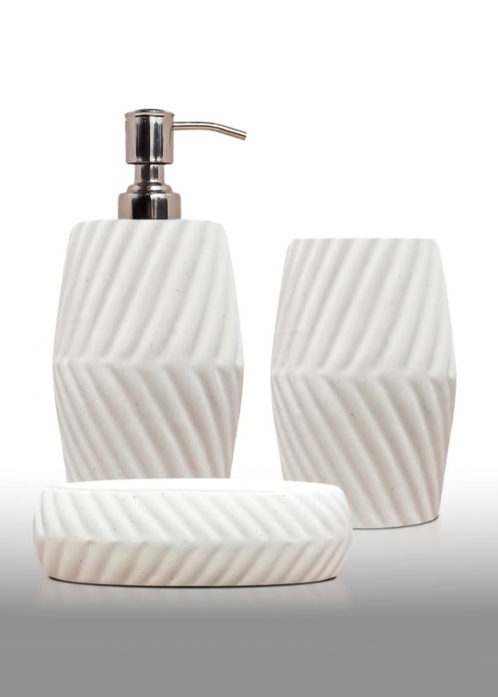 Get Vertical White Striped Modern Bathing Set at ₹ 1199 | LBB Shop