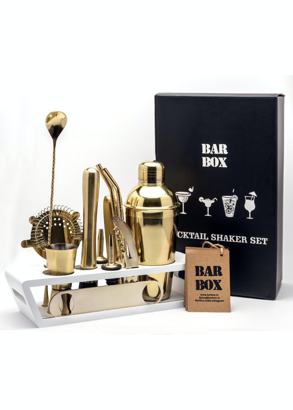Get Cocktail Shaker Set Mixology Gadgets -White Gold at ₹ 3899 | LBB Shop