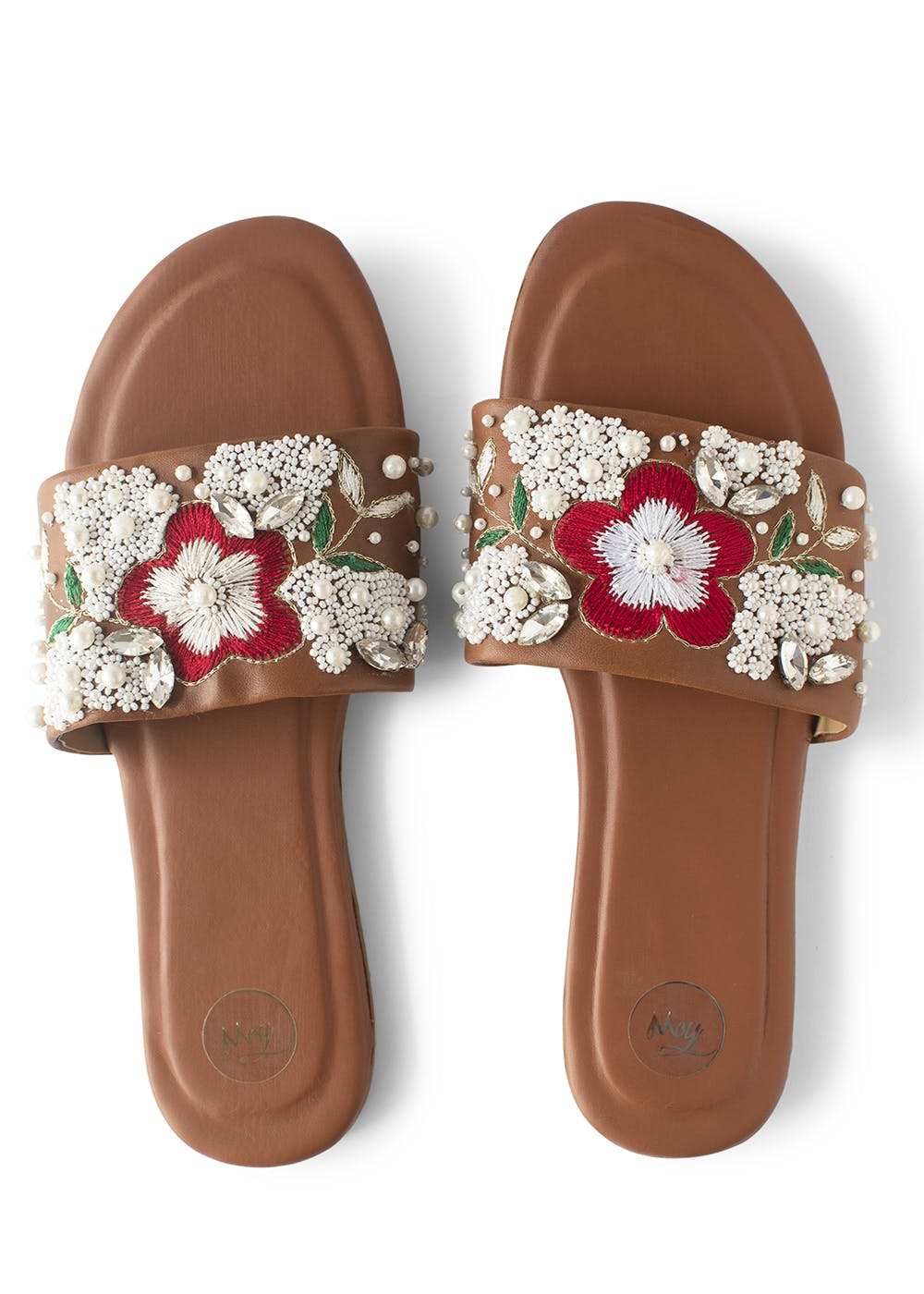 Get Sequin Embellished Cinnamon Spice Slides at ₹ 1999 | LBB Shop